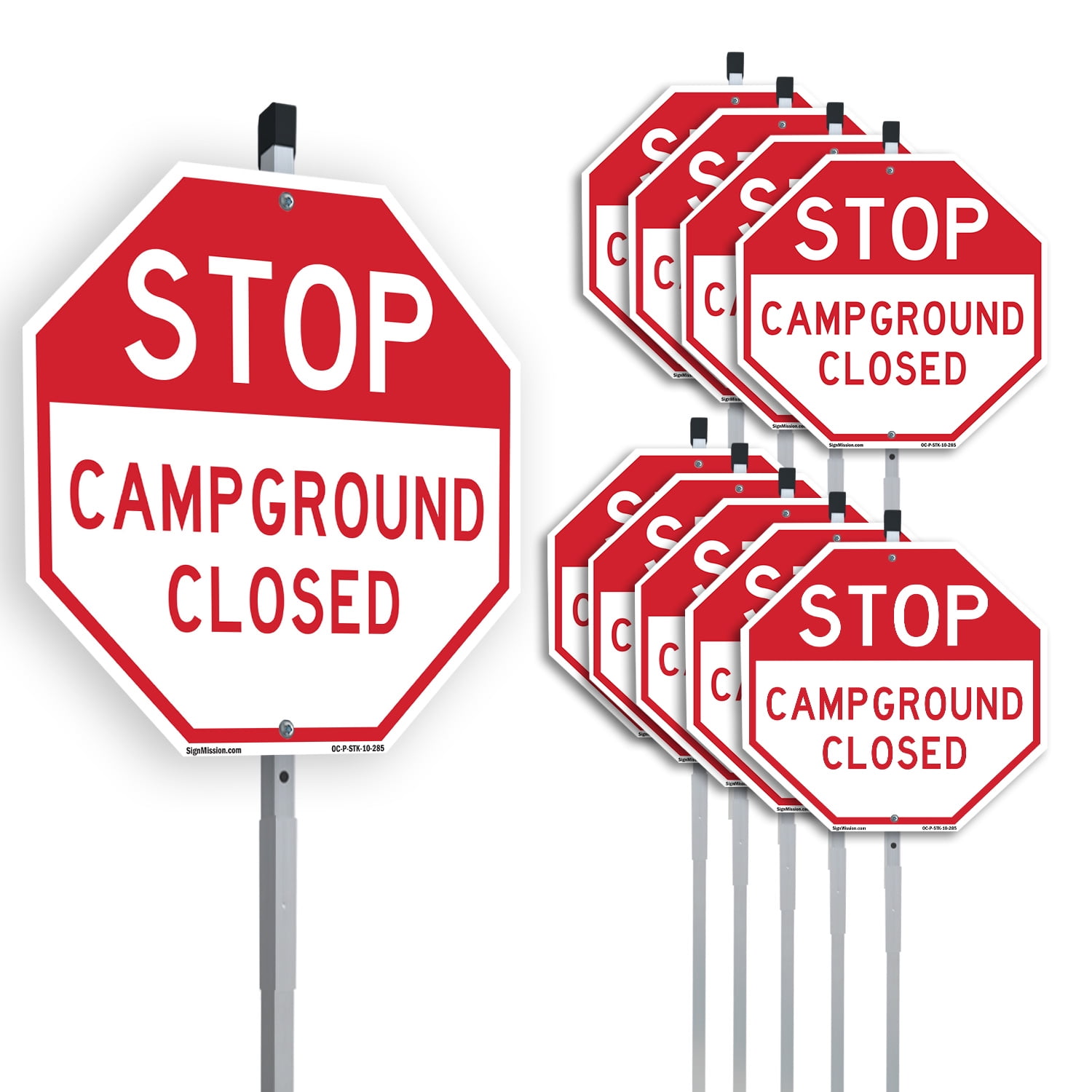 Stop Campground Closed (10 Pack) 10 inch X 10 inch Octagon Aluminum ...