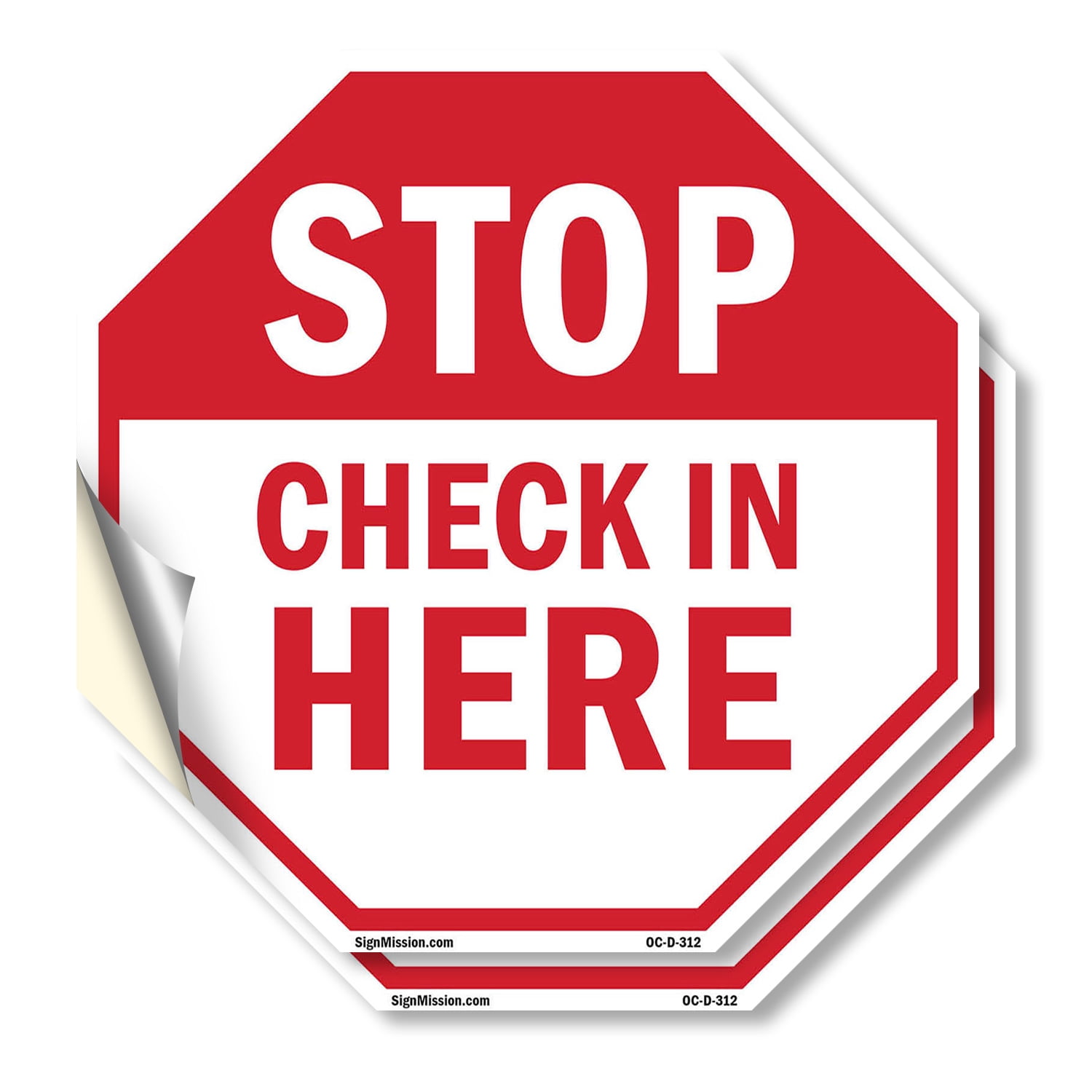 Stop Check in Here (2 Pack) 18 inch X 18 inch Octagon Vinyl Label Decal ...