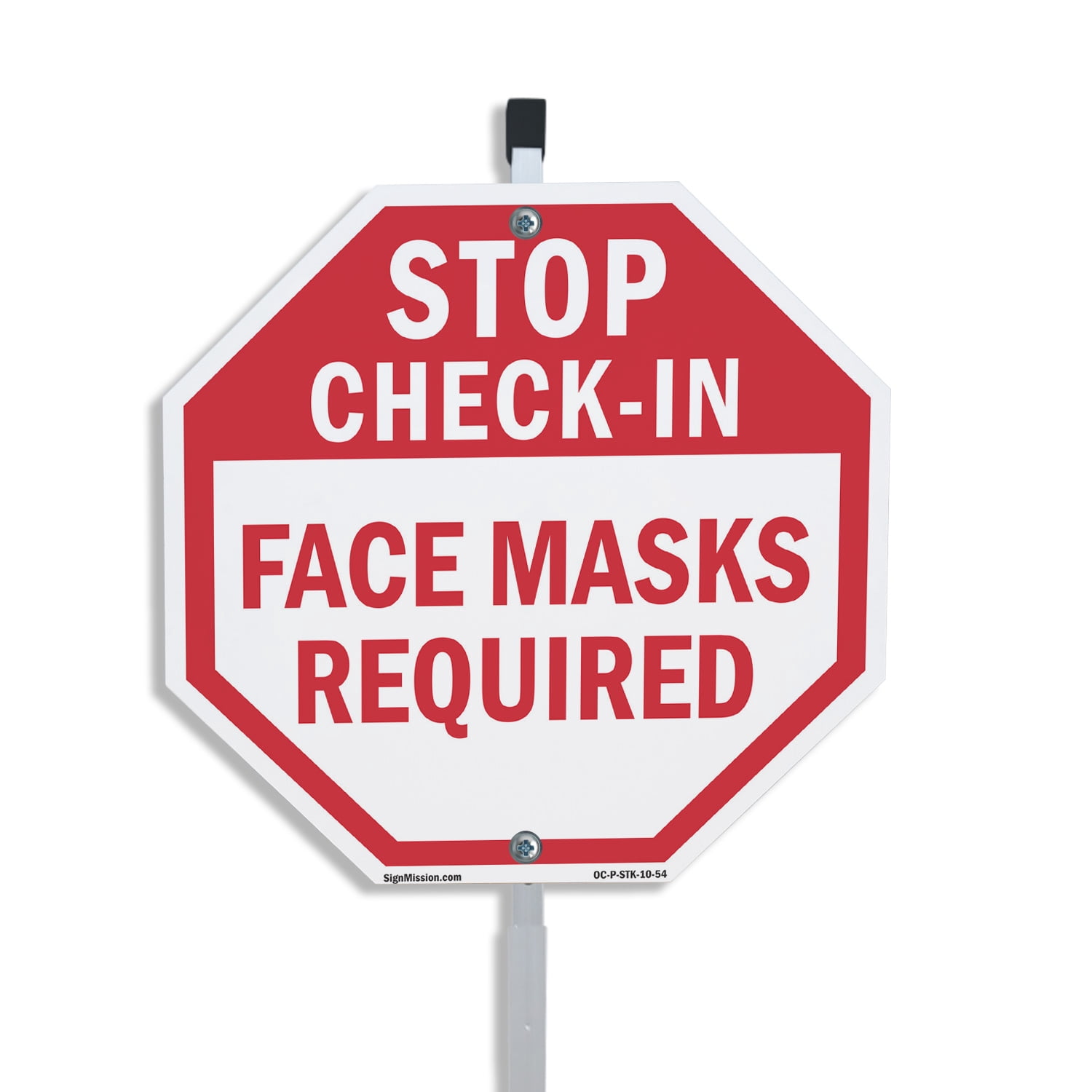 Stop Check-in Face Masks Required 10 inch X 10 inch Octagon Plastic ...