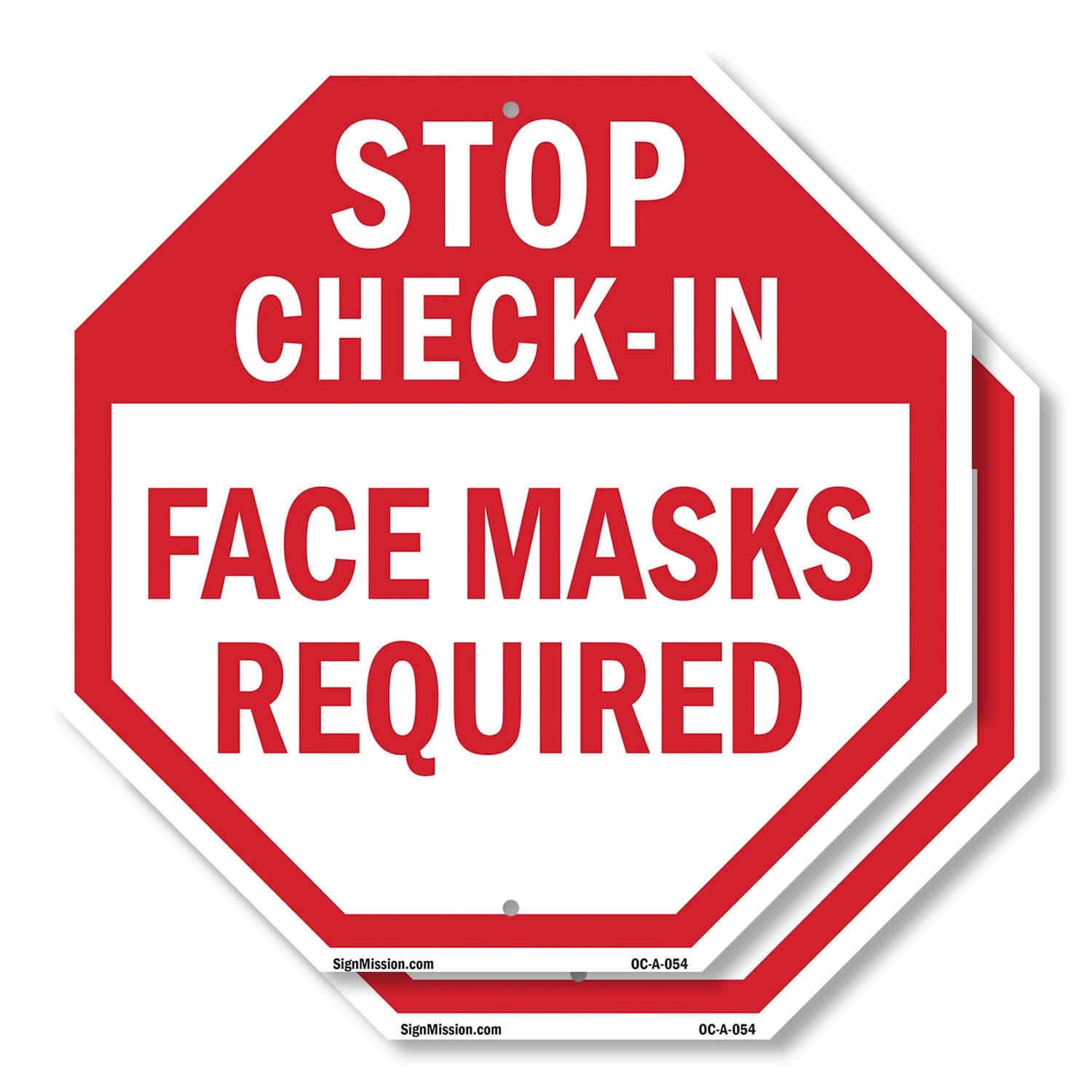 Stop Check-in Face Masks Required (2 Pack) 10 inch X 10 inch Octagon ...