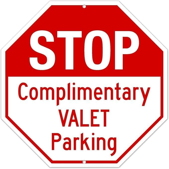Stop Complimentary Valet Parking Metal Tin Sign for Home Outdoor Yard ...