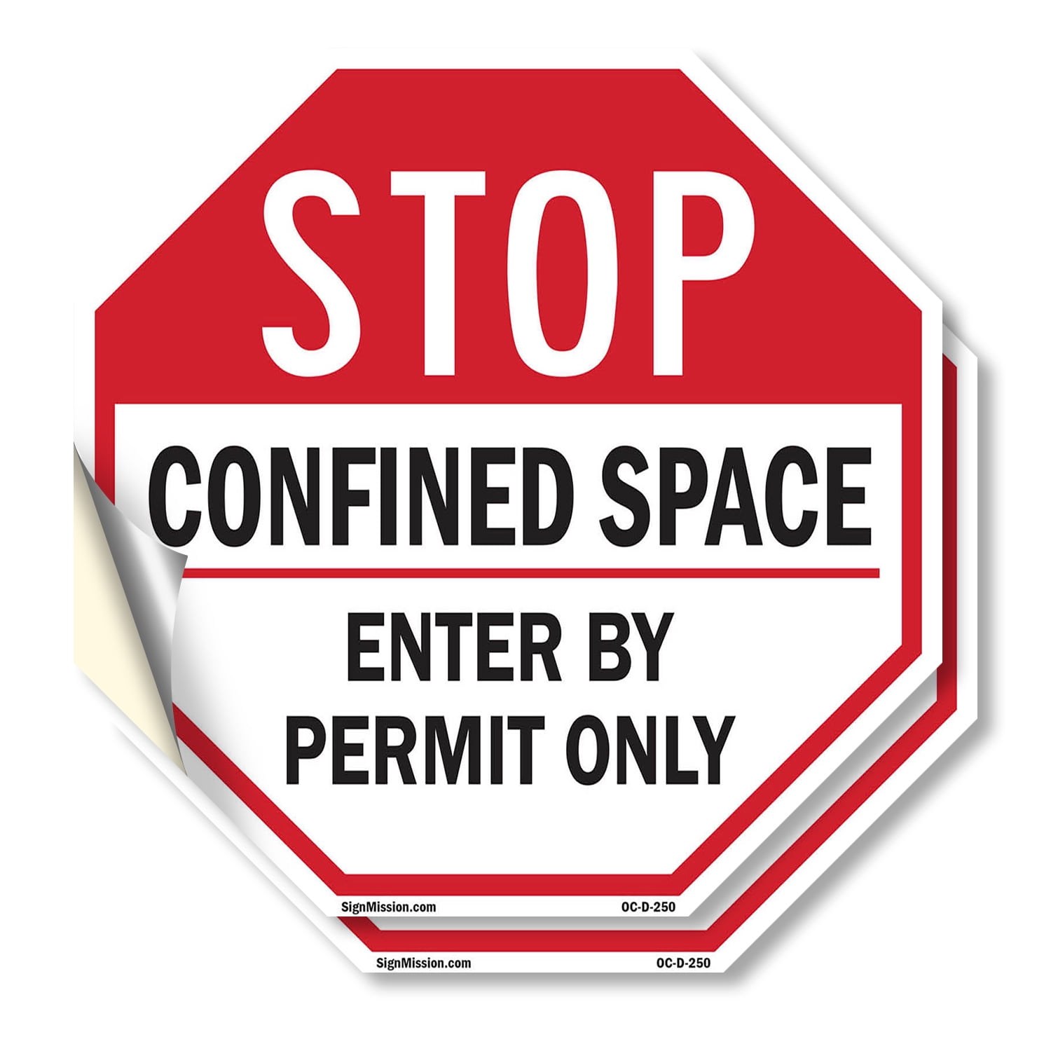 Stop Confined Space Enter by Permit Only (2 Pack) 10 inch X 10 inch ...