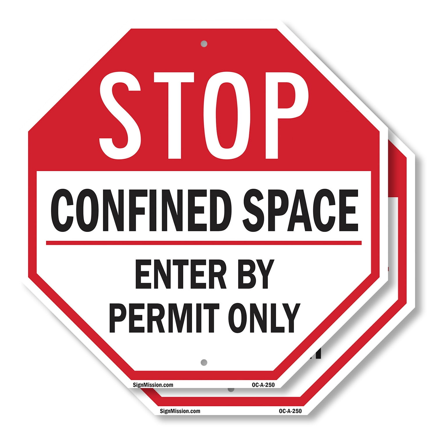 Stop Confined Space Enter by Permit Only (2 Pack) 18 inch X 18 inch ...