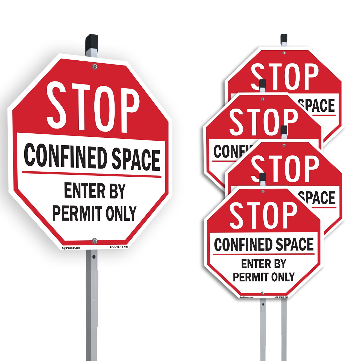 Stop Confined Space Enter by Permit Only (5 Pack) 10 inch X 10 inch ...