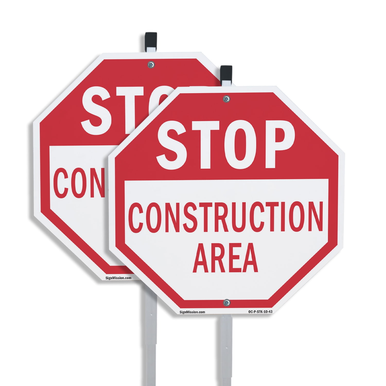 Stop Construction Area (2 Pack) 10 inch X 10 inch Octagon Plastic Signs ...