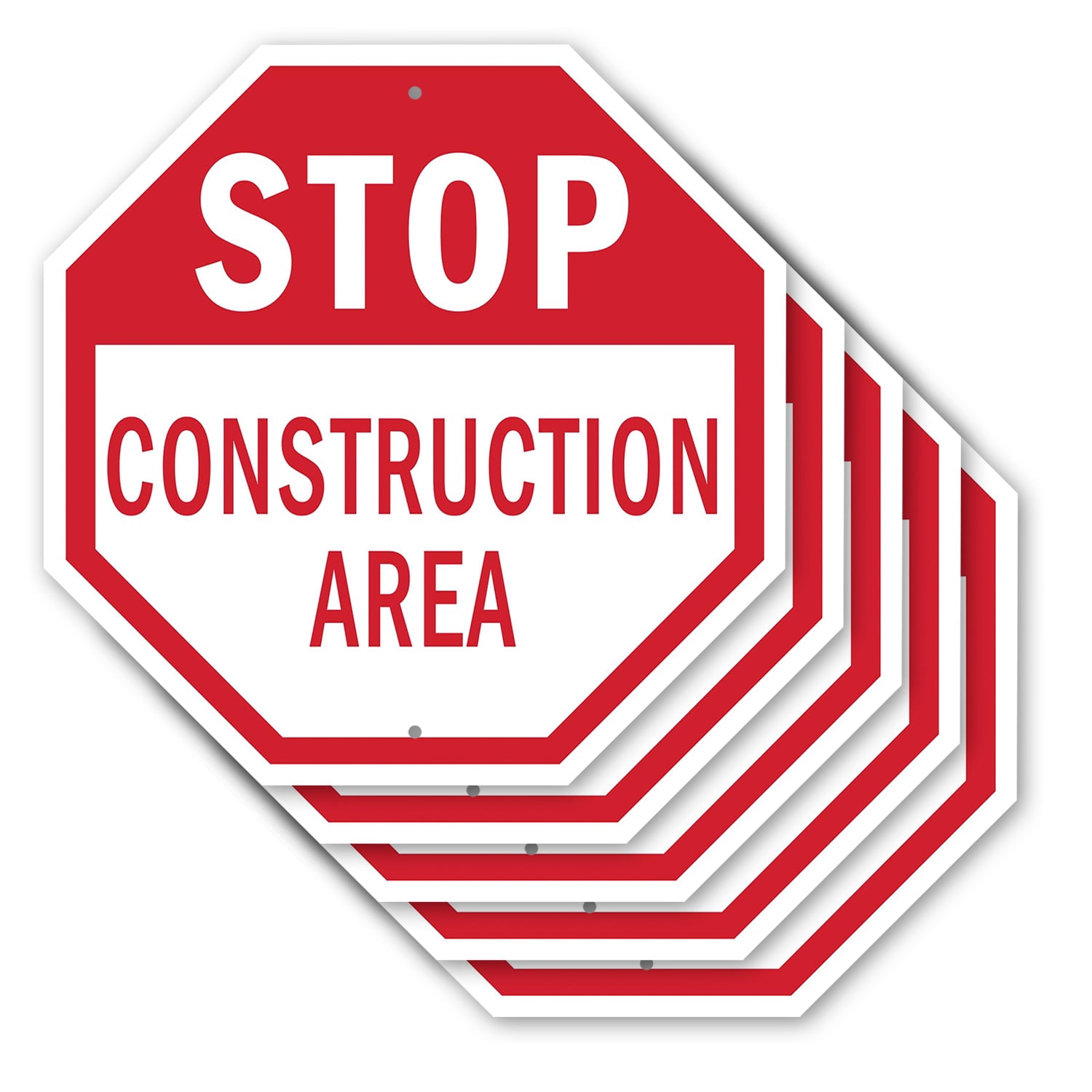 Stop Construction Area (5 Pack) 10 inch X 10 inch Octagon Rust Free ...