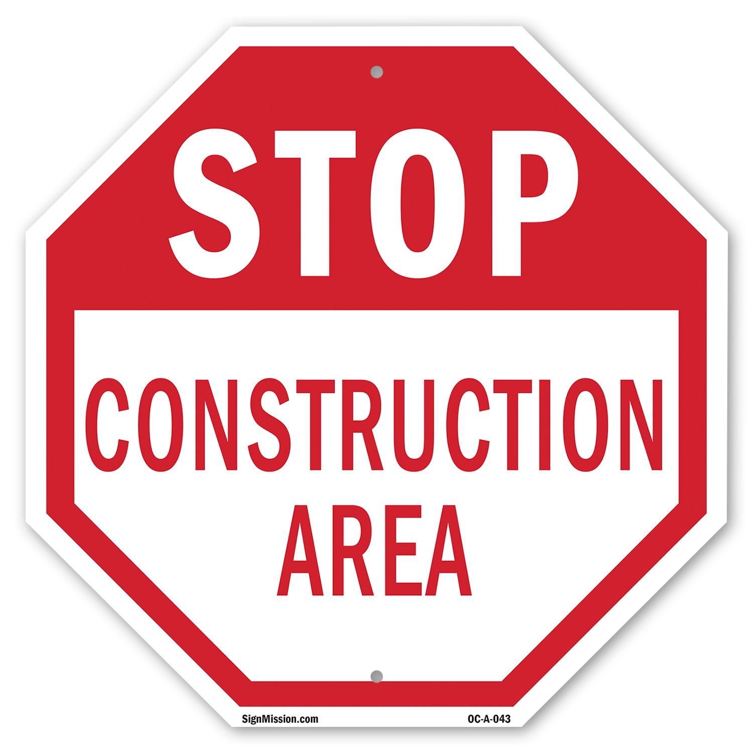 Stop Construction Area 6 inch X 6 inch Octagon Plastic Sign Weather ...