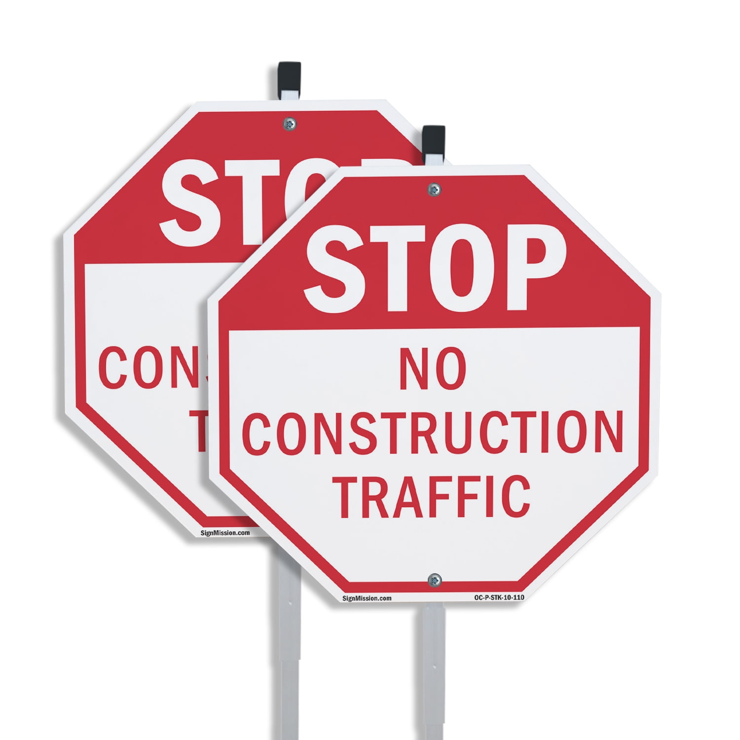 Stop No Construction Traffic (2 Pack) 10 inch X 10 inch Octagon Plastic ...