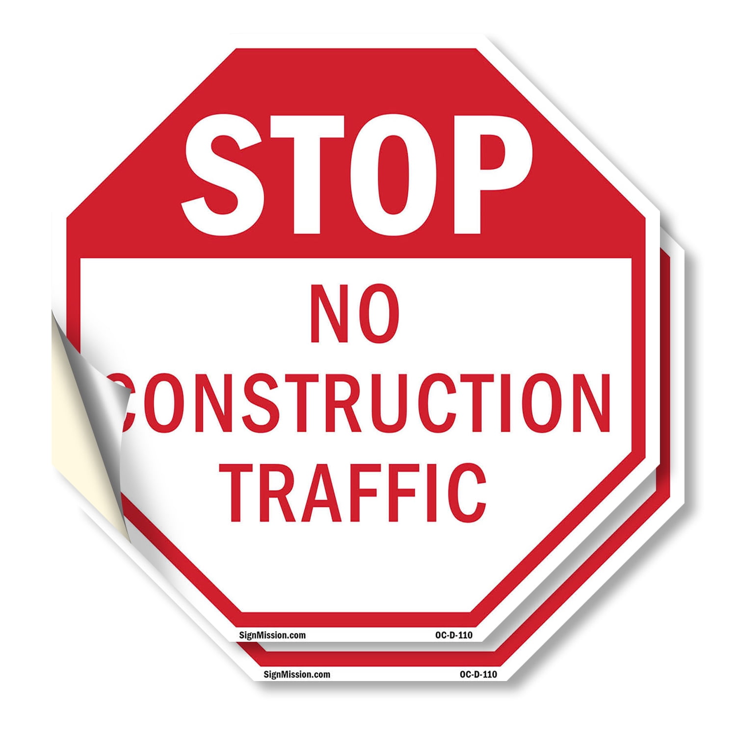 Stop No Construction Traffic (2 Pack) 4 inch X 4 inch Octagon Vinyl ...