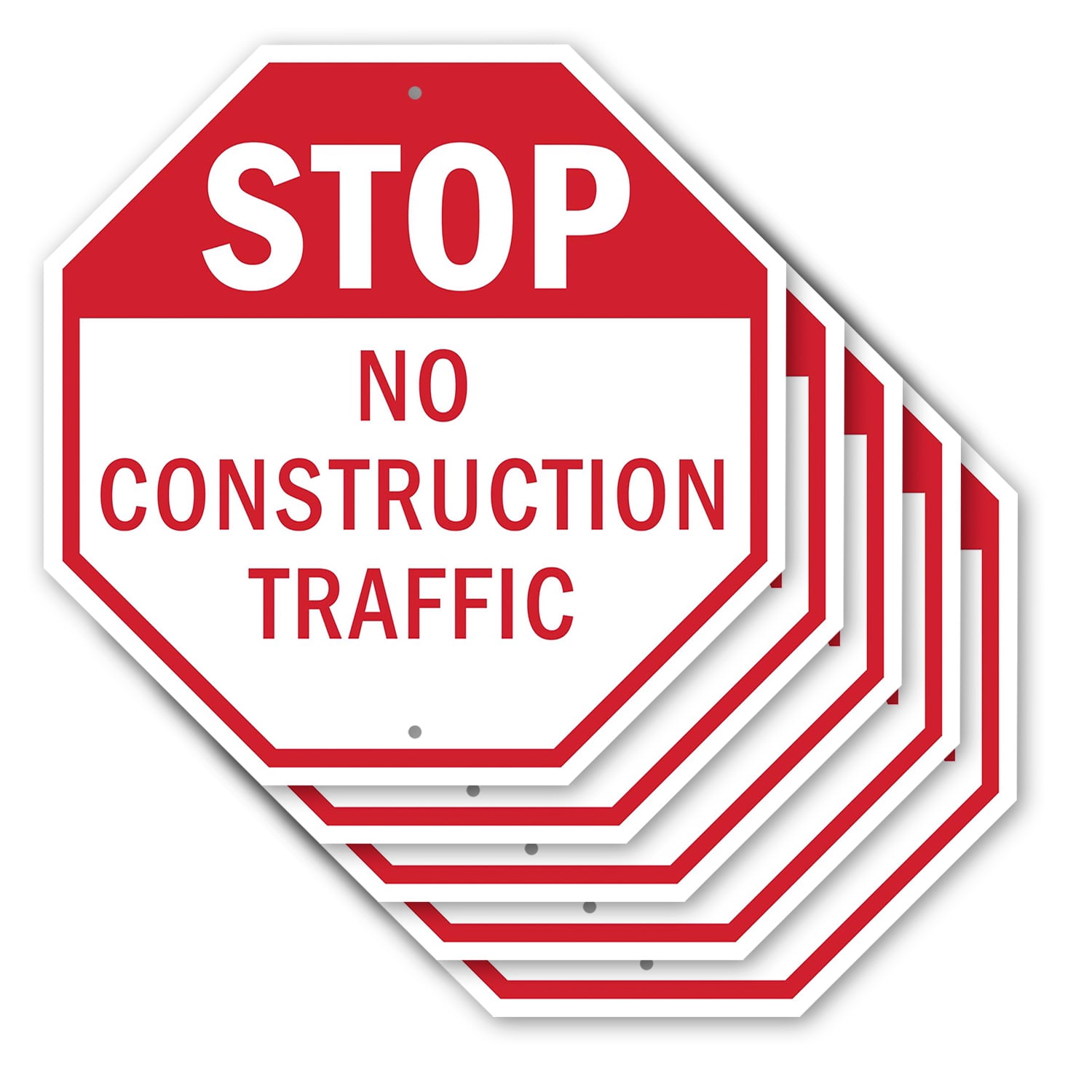 Stop No Construction Traffic (5 Pack) 10 inch X 10 inch Octagon Rust ...