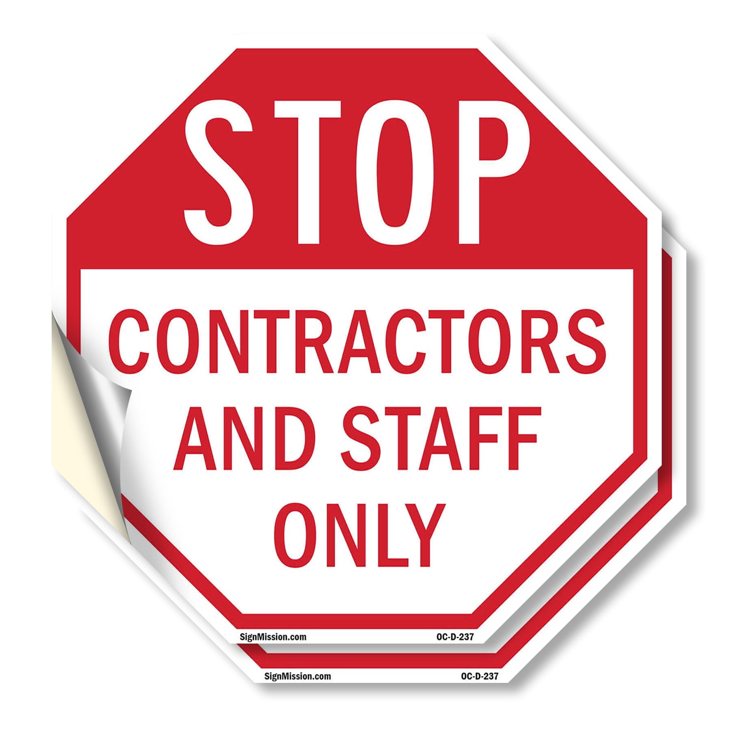 Stop Contractors and Staff Only (2 Pack) 10 inch X 10 inch Octagon ...