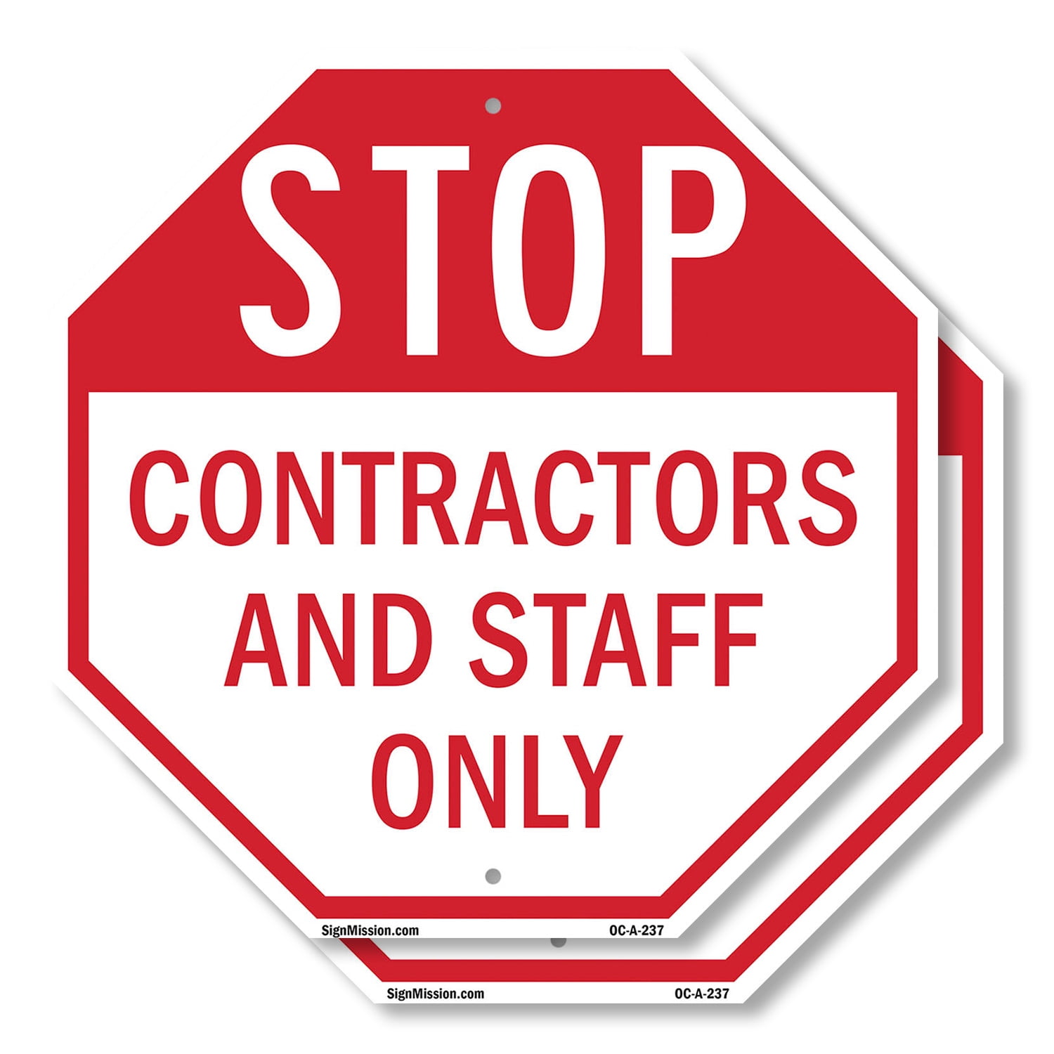 Stop Contractors and Staff Only Octagon Sign Weather Resistant Made in ...