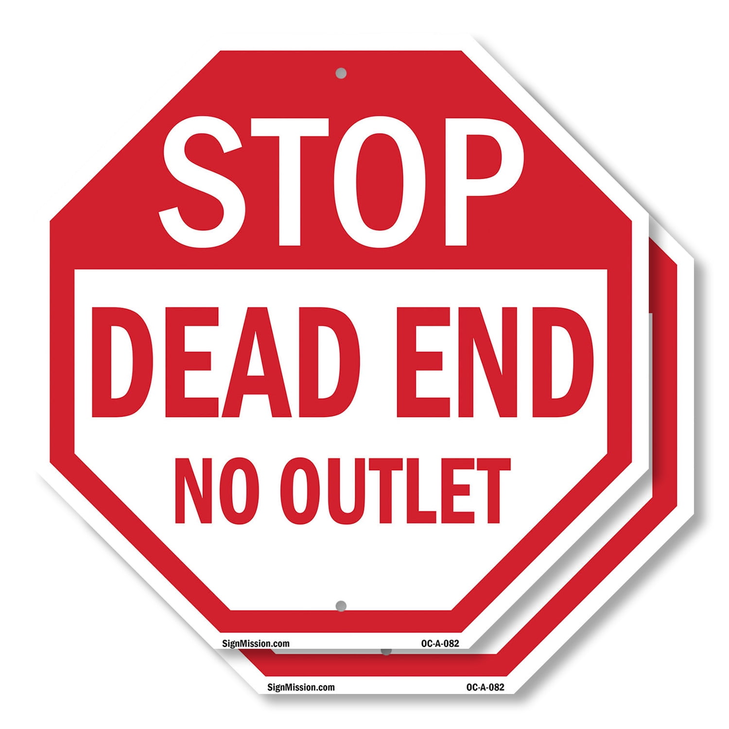 Stop Dead End No Outlet (2 Pack) 10 inch X 10 inch Octagon Plastic Sign ...