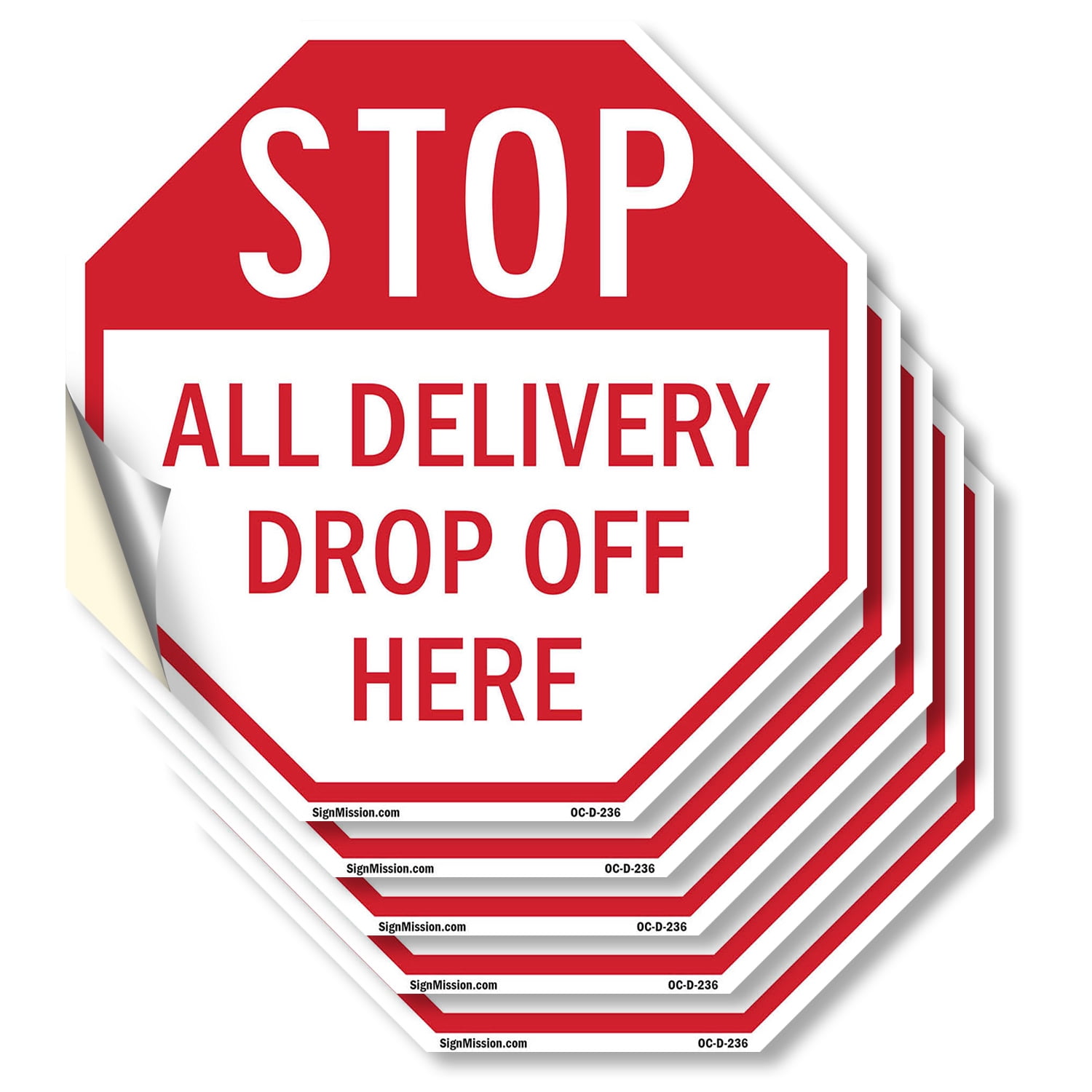 Stop All Delivery Drop Off Here (5 Pack) 6 inch X 6 inch Octagon Vinyl ...
