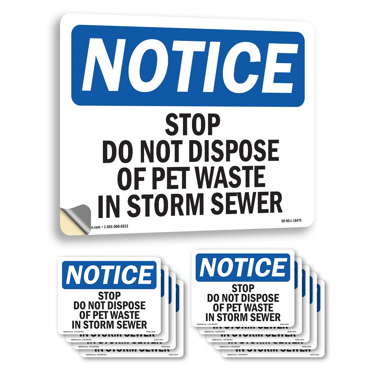 Stop Do Not Dispose Of Pet Waste In Storm Sewer OSHA Notice Vinyl Decal ...