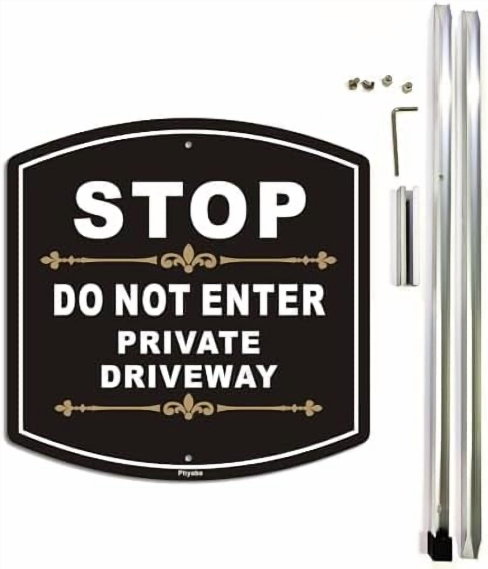 Stop Do Not Enter Private Driveway Sign with Stake, Aluminum Metal ...