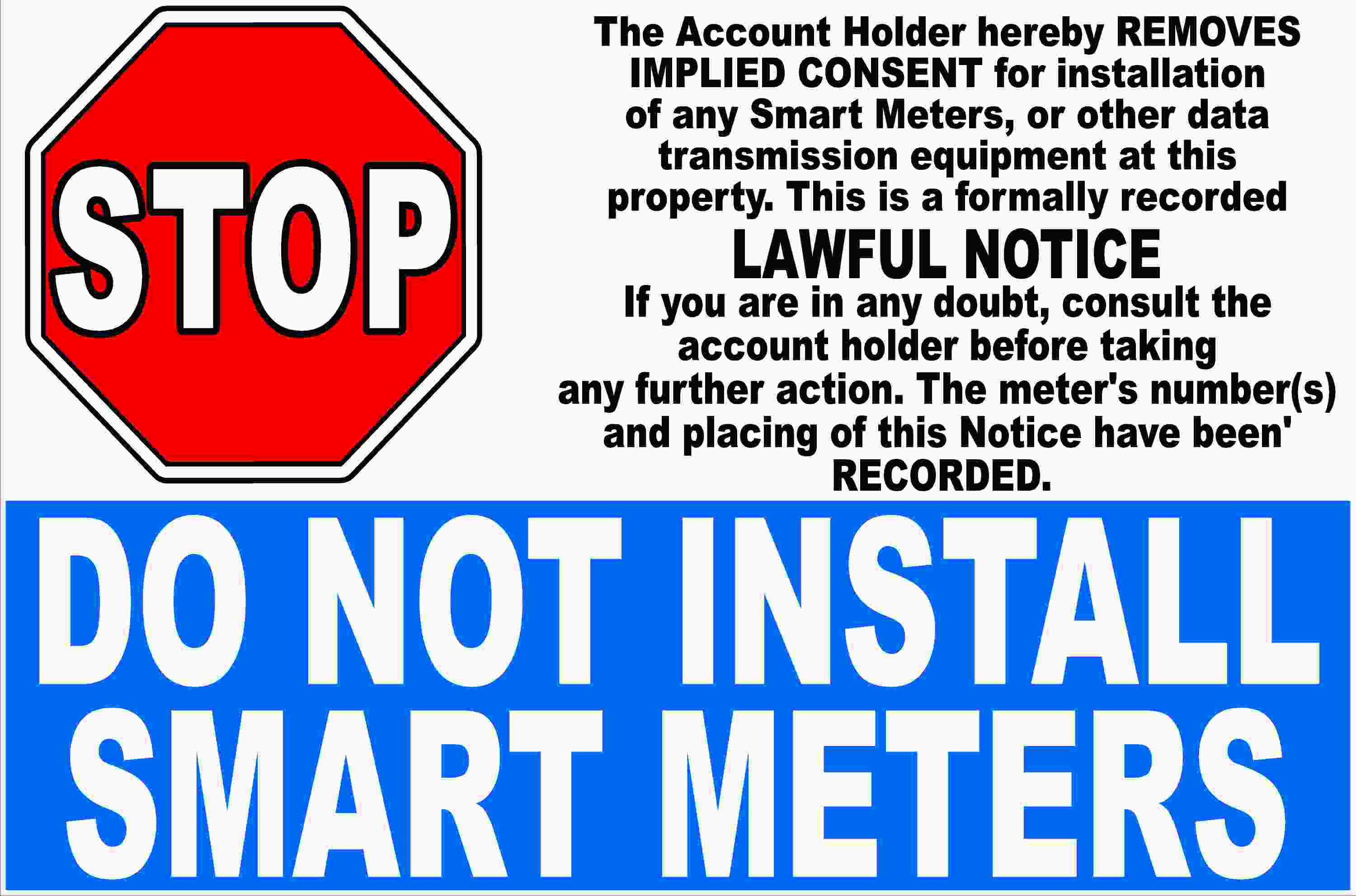 Stop Do Not Install Smart Meters Sign - Walmart.com