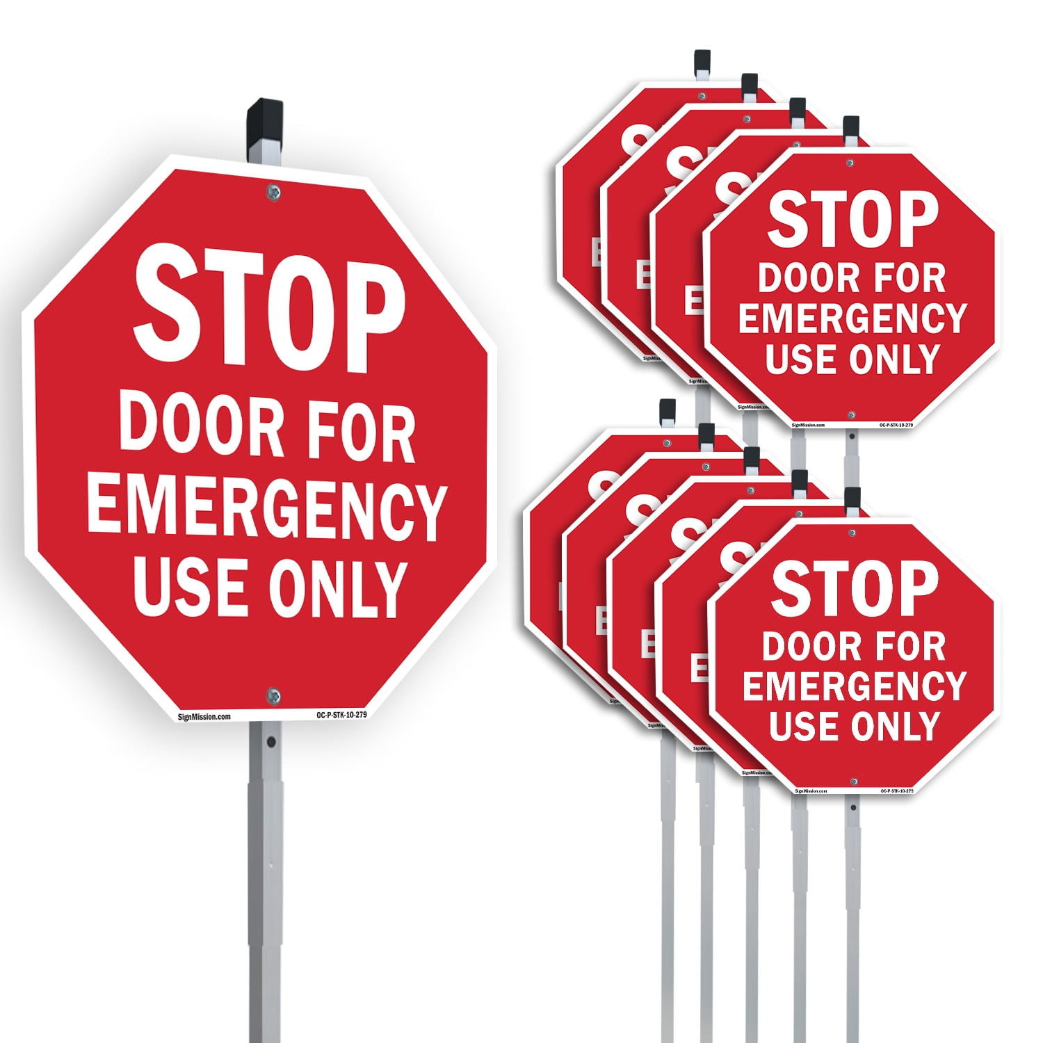 Stop Door for Emergency Use Only (10 Pack) 10 inch X 10 inch Octagon ...