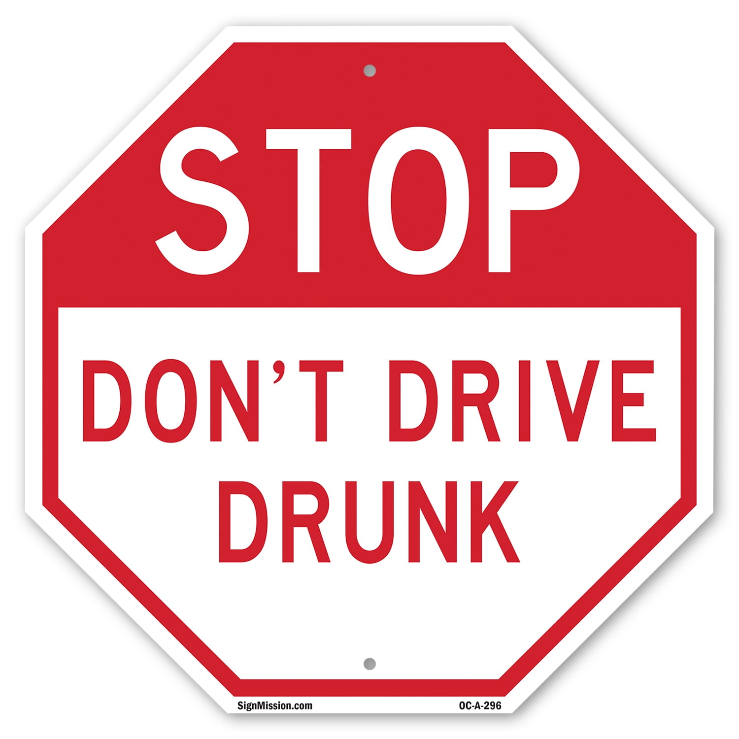 Stop Don't Drive Drunk 10 inch X 10 inch Octagon Rust Free Aluminum ...