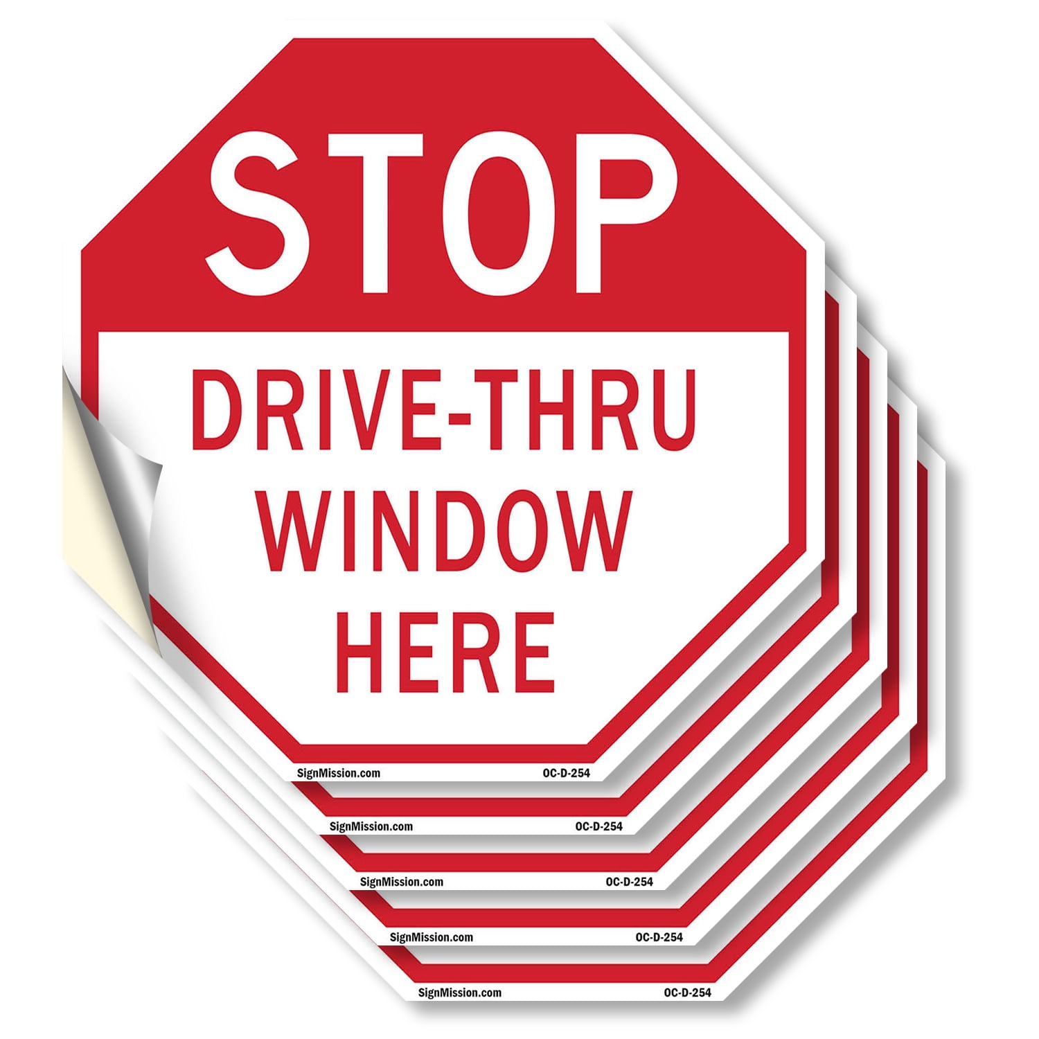 Stop Drive-thru Window Here (5 Pack) 6 inch X 6 inch Octagon Vinyl ...
