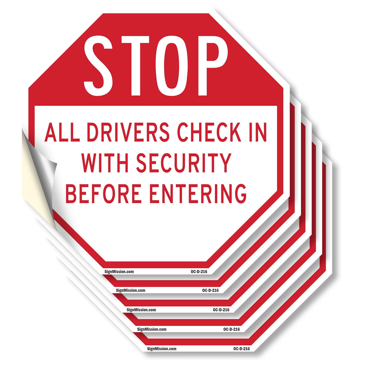 Stop All Drivers Check in With Security Before Entering (5 Pack) 4 inch ...