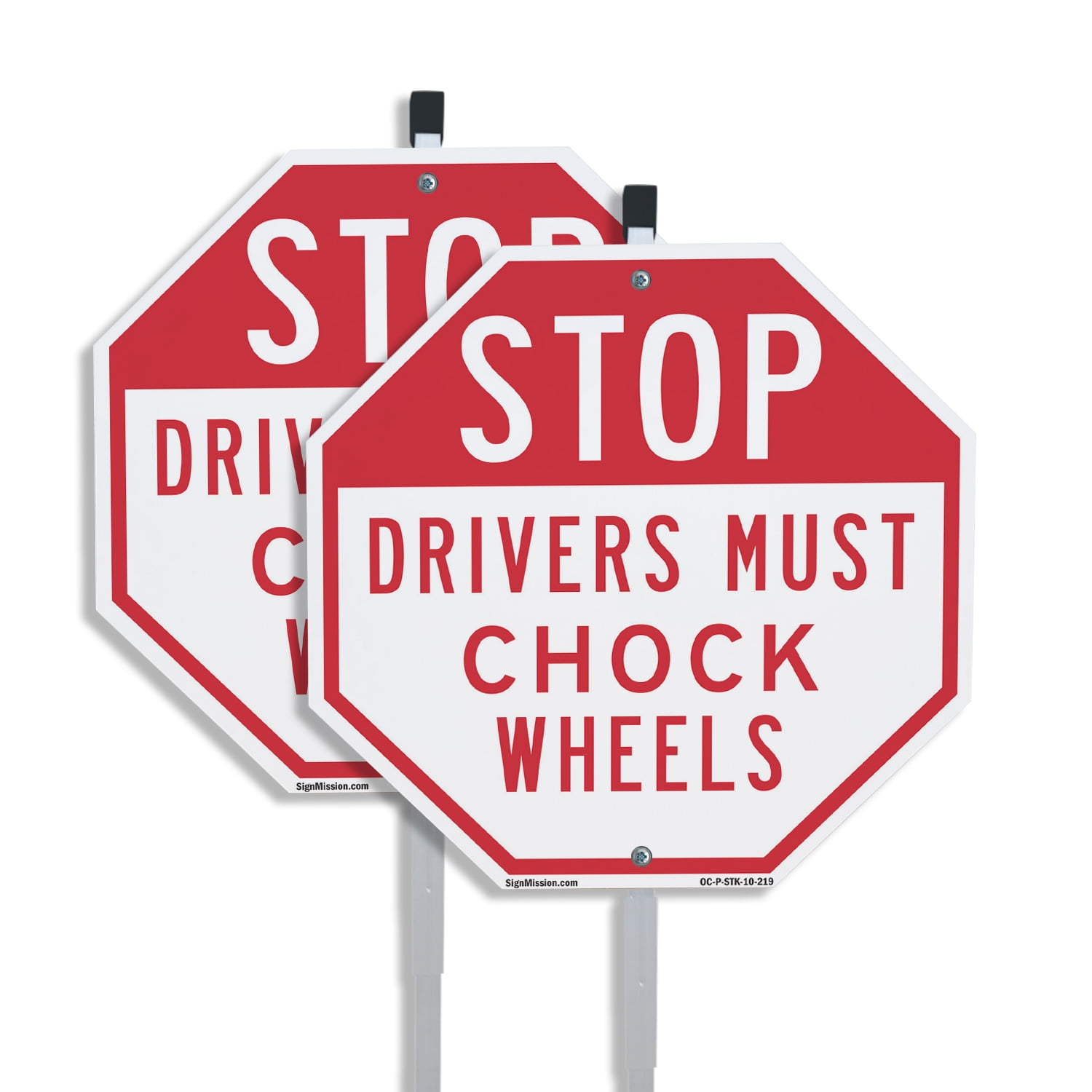 Stop Drivers Must Chock Wheels (2 Pack) 10 inch X 10 inch Octagon ...