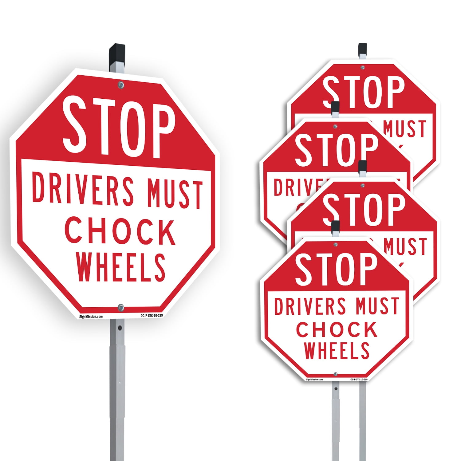 Stop Drivers Must Chock Wheels (5 Pack) 10 inch X 10 inch Octagon ...
