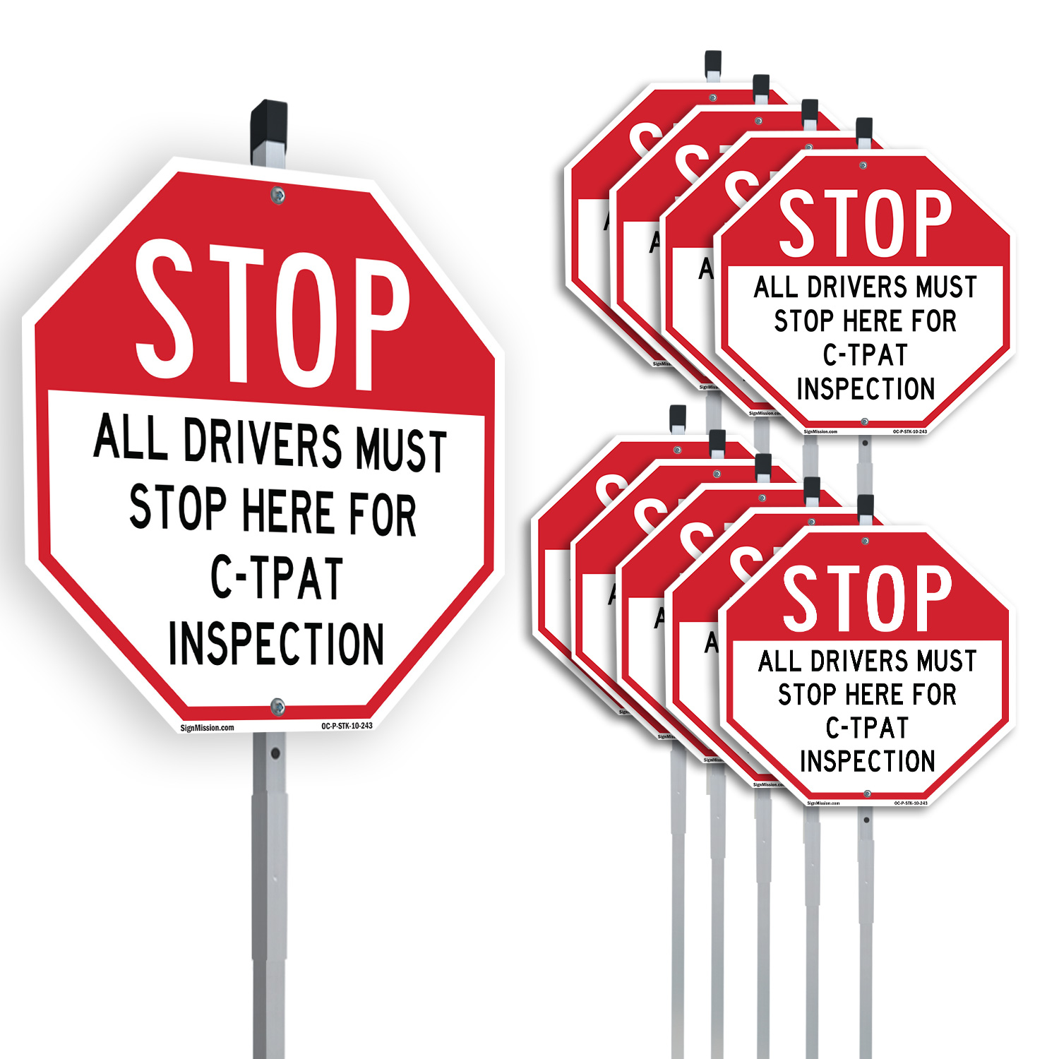Stop All Drivers Must Stop Here For С-трат Inspection (10 Pack) 10 inch ...