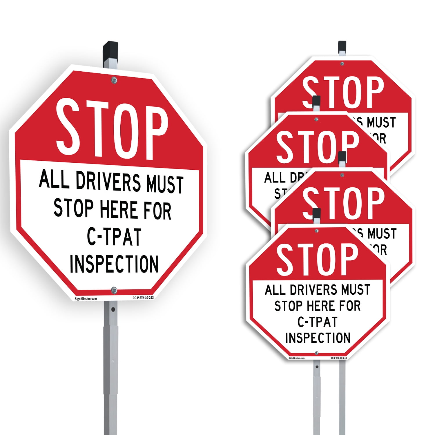 Stop All Drivers Must Stop Here For С-трат Inspection (5 Pack) 10 inch ...