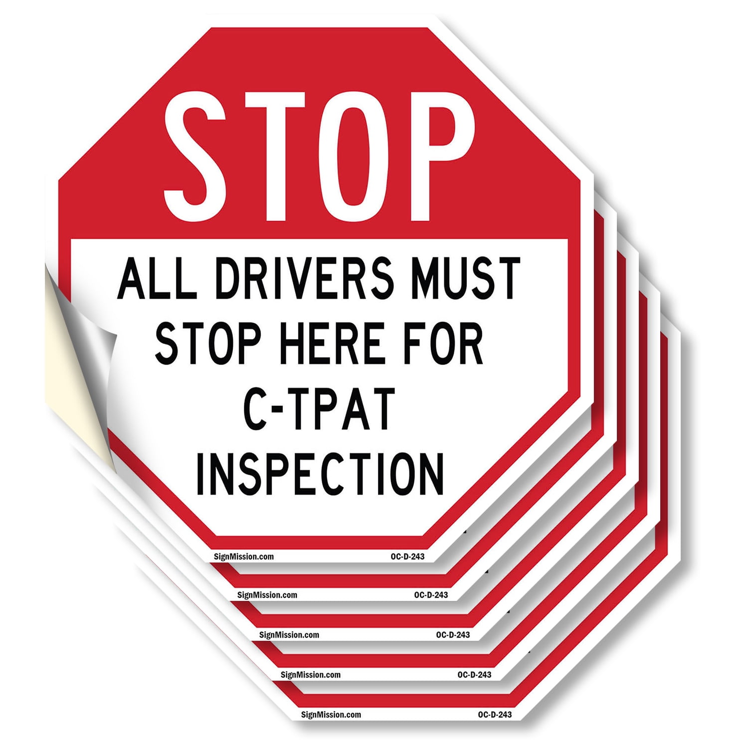 Stop All Drivers Must Stop Here For С-трат Inspection (5 Pack) 4 inch X ...