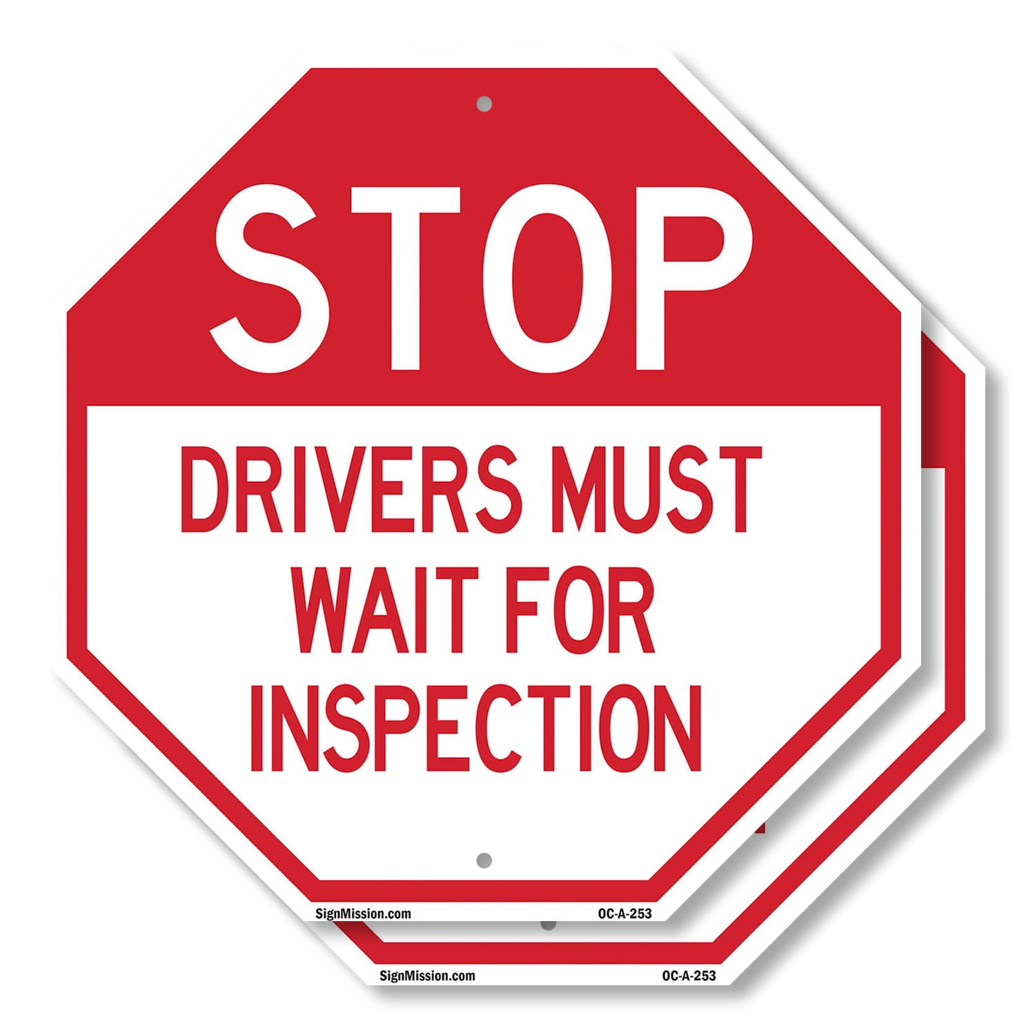 Stop Drivers Must Wait for Inspection (2 Pack) 18 inch X 18 inch ...