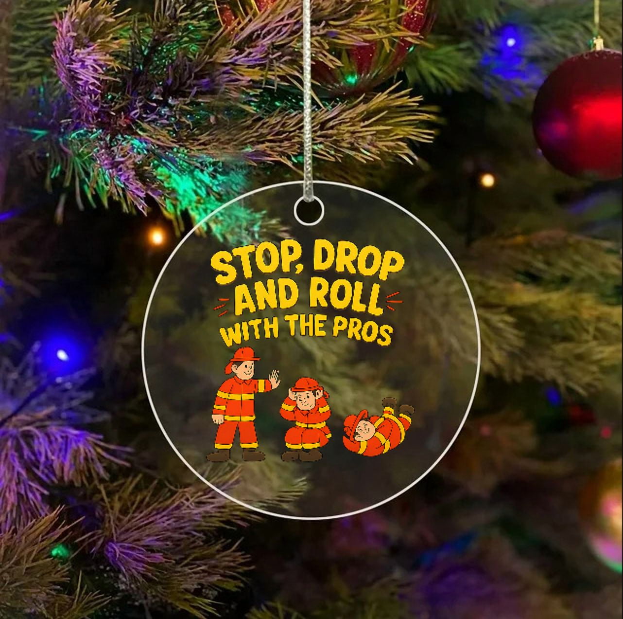 Stop Drop And Roll Firefighter Safety Design Ornament, Home Decoration ...