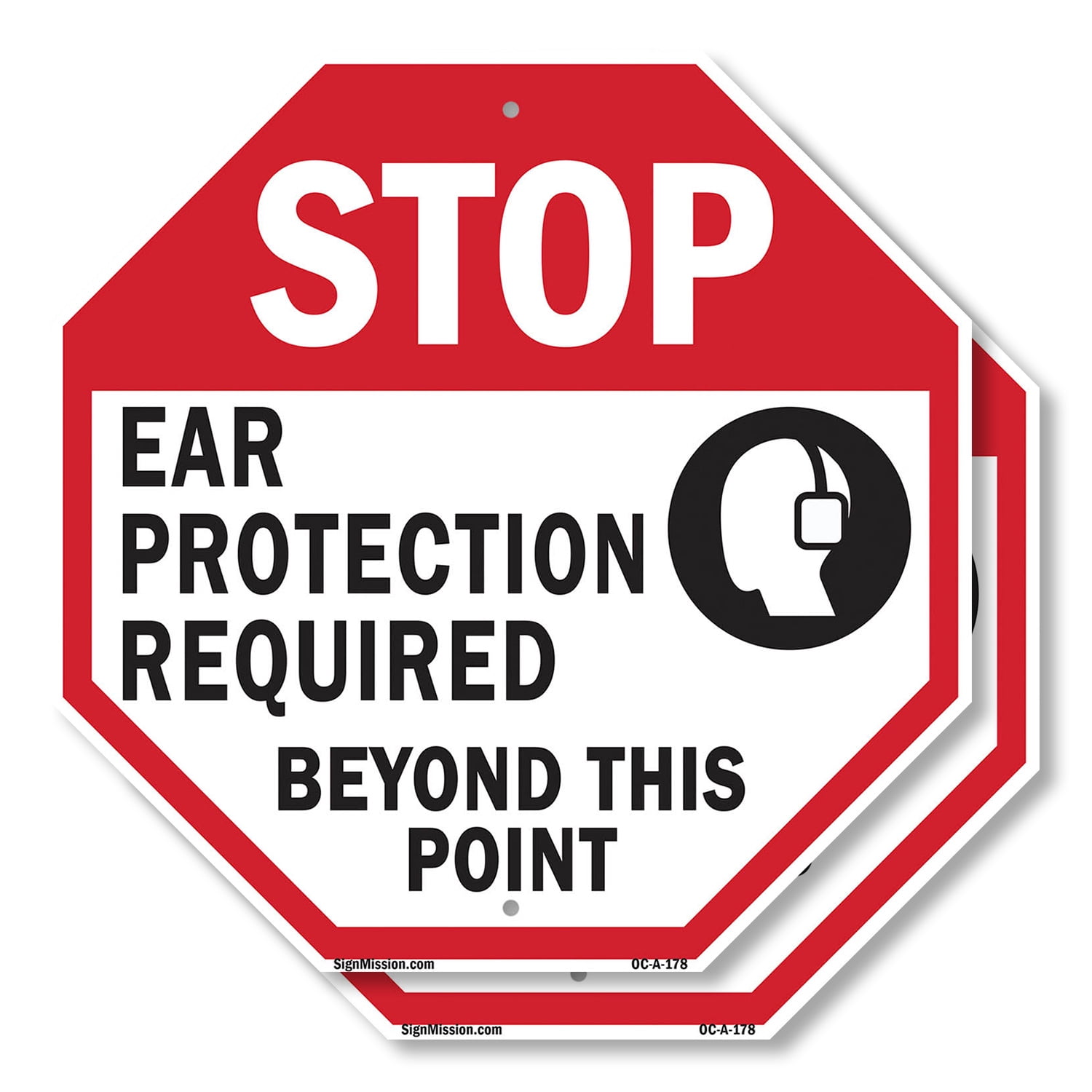 Stop Ear Protection Required Beyond This Point (2 Pack) 18 inch X 18 ...