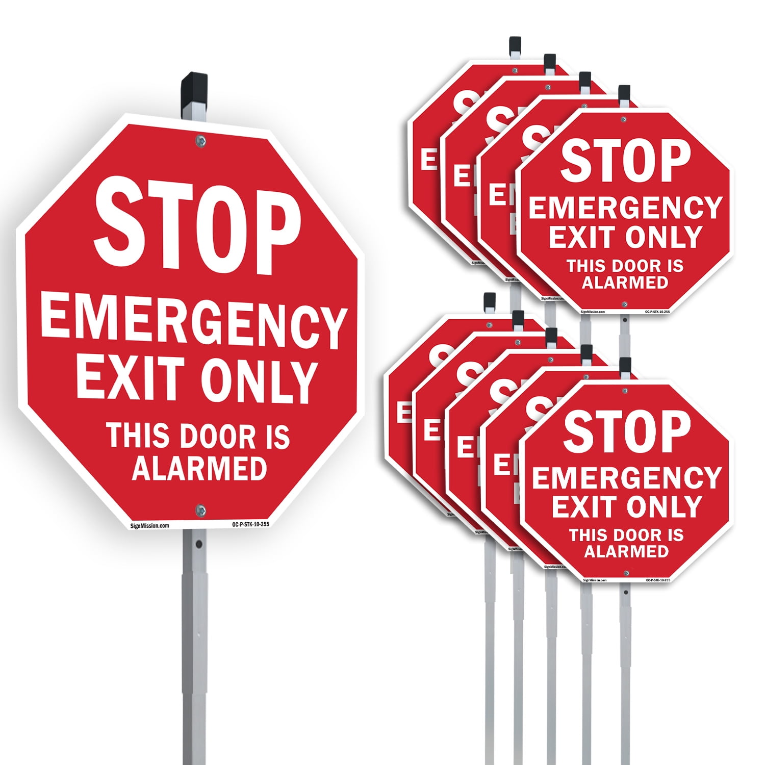 Stop Emergency Exit Only This Door Is Alarmed (10 Pack) 10 inch X 10 ...