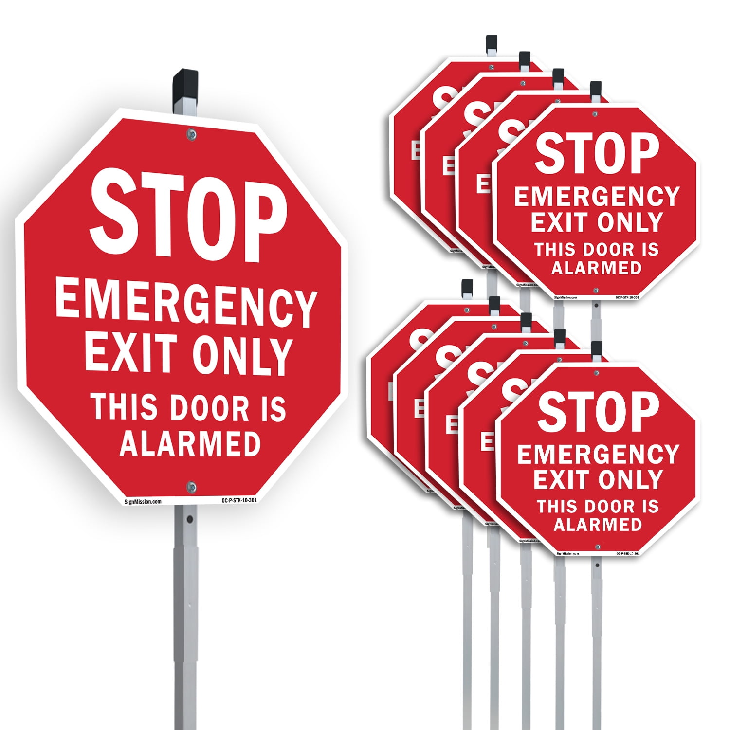 Stop Emergency Exit Only This Door Is Alarmed (10 Pack) 10 inch X 10 ...