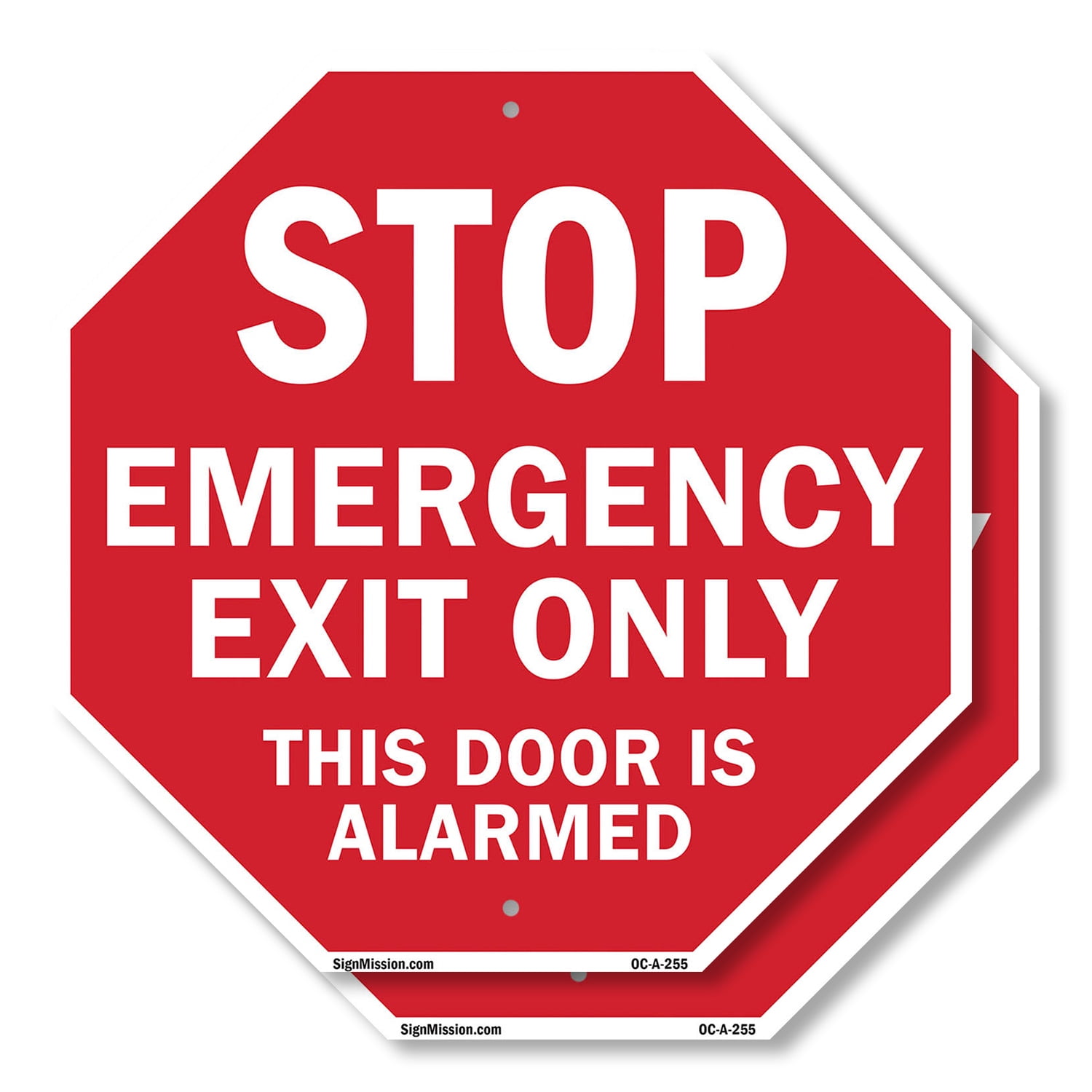 Stop Emergency Exit Only This Door Is Alarmed (2 Pack) 18 inch X 18 ...