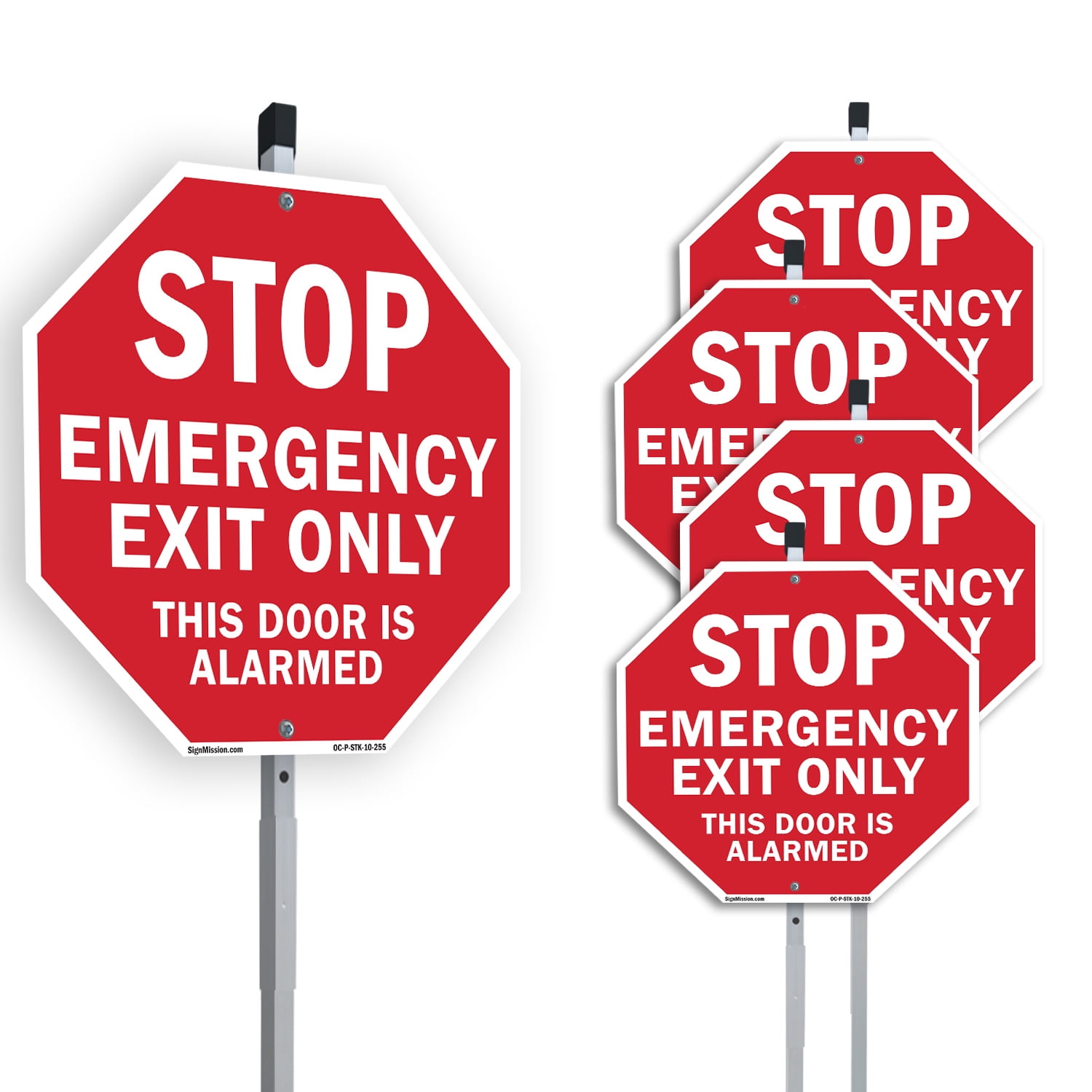 Stop Emergency Exit Only This Door Is Alarmed (5 Pack) 10 inch X 10 ...