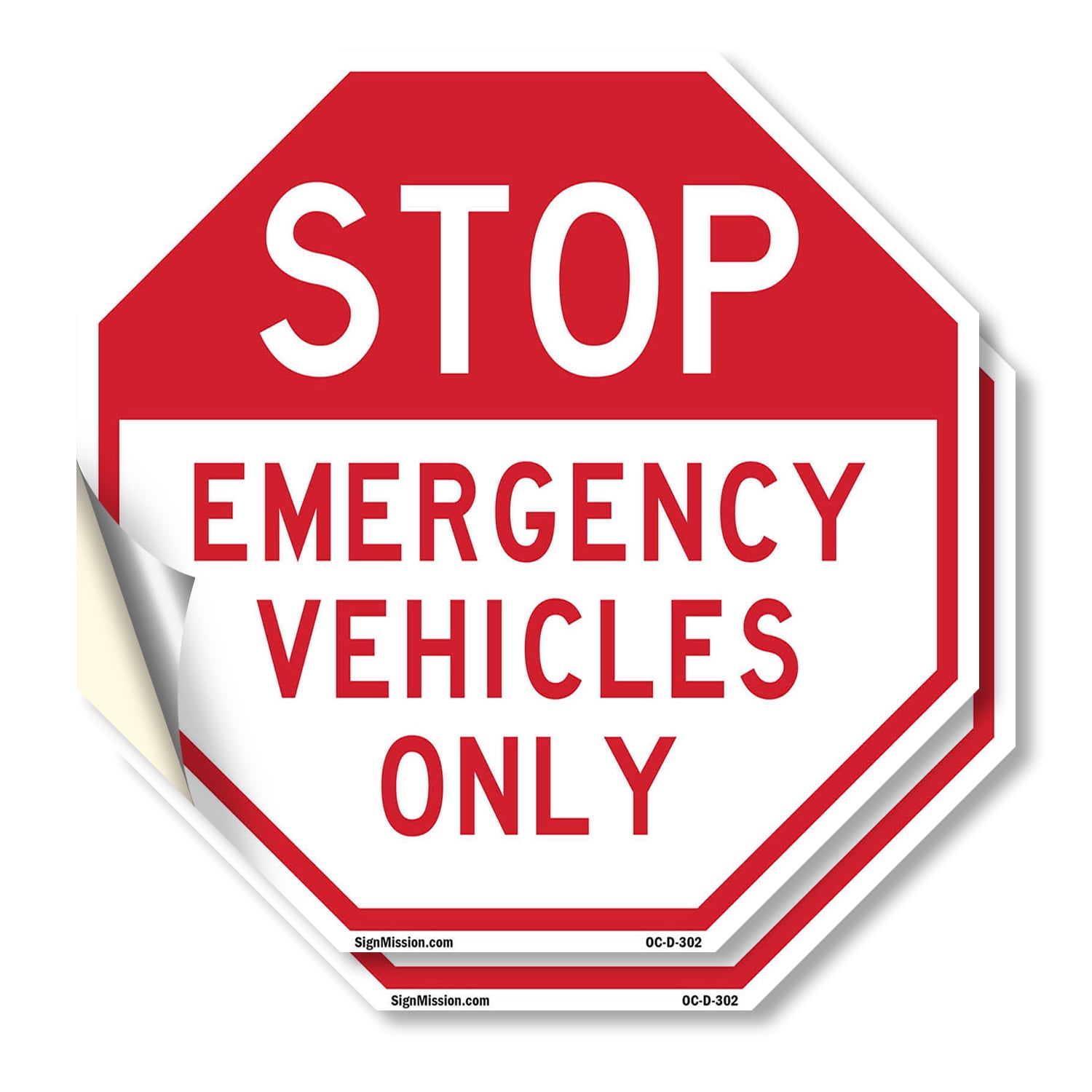 Stop Emergency Vehicles Only (2 Pack) 6 inch X 6 inch Octagon Vinyl ...