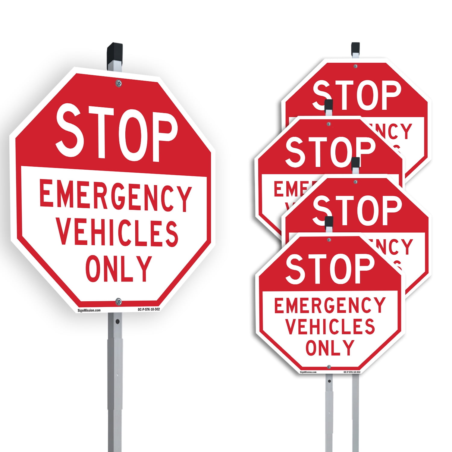 Stop Emergency Vehicles Only (5 Pack) 10 inch X 10 inch Octagon Plastic ...