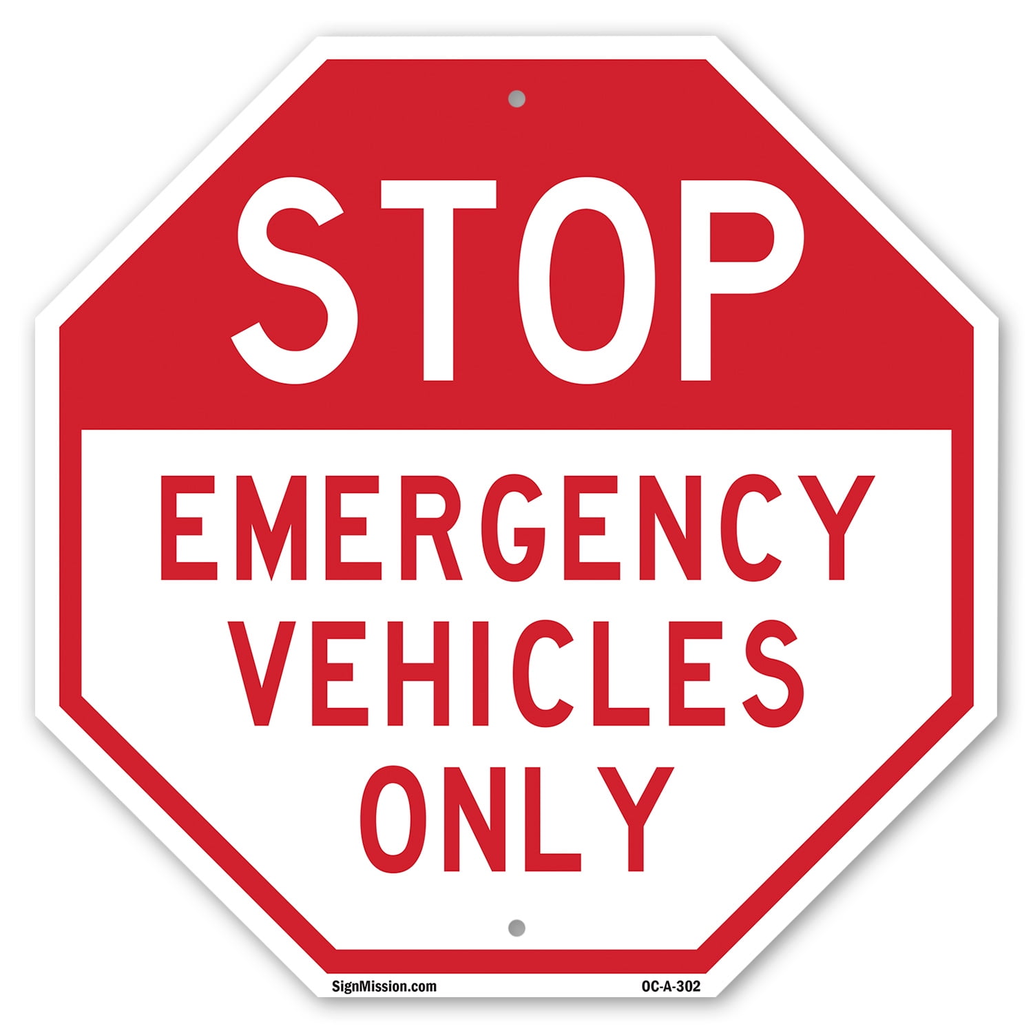 Stop Emergency Vehicles Only 6 inch X 6 inch Octagon Plastic Sign ...