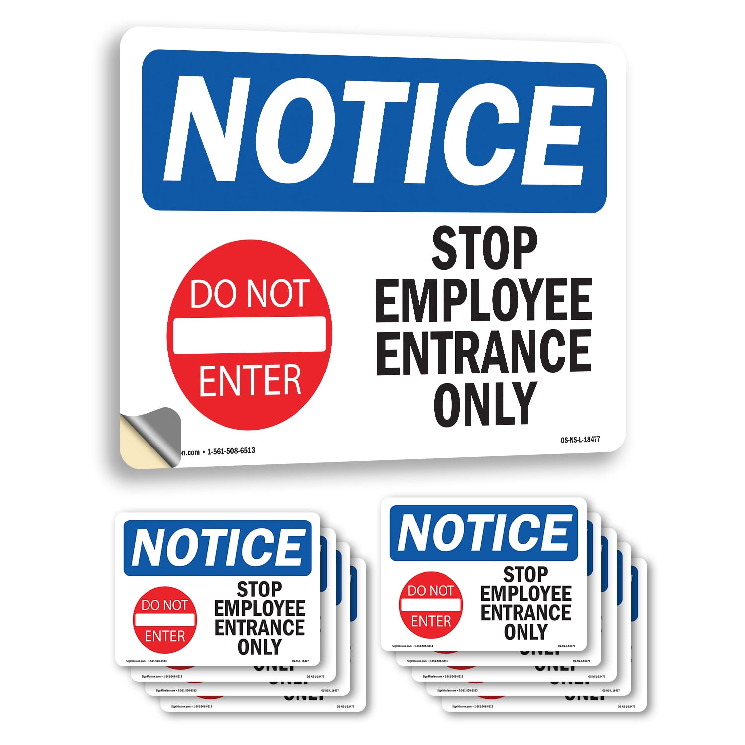 Stop Employee Entrance Only With Symbol OSHA Notice Vinyl Decal Label 7 ...
