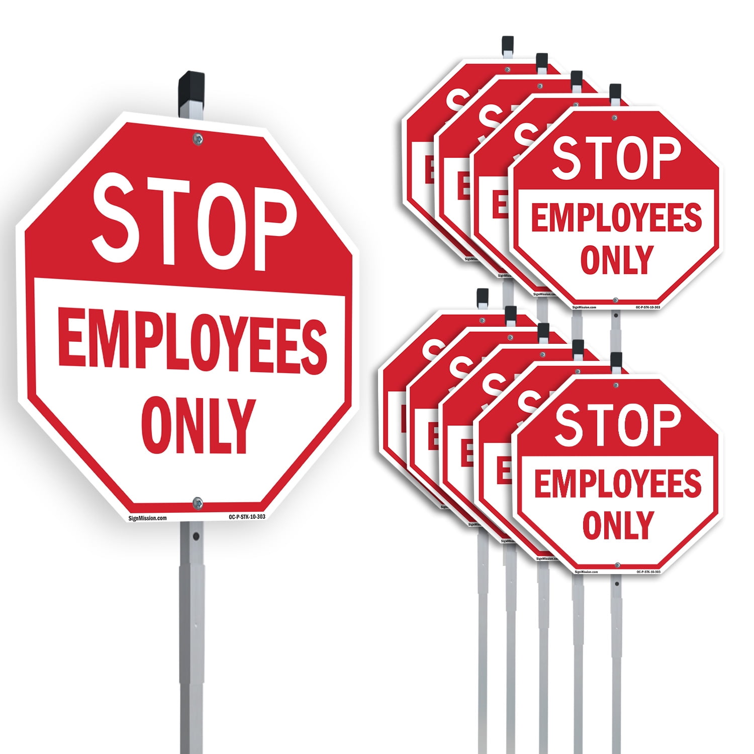 Stop Employees Only (10 Pack) 10 inch X 10 inch Octagon Rust Free ...