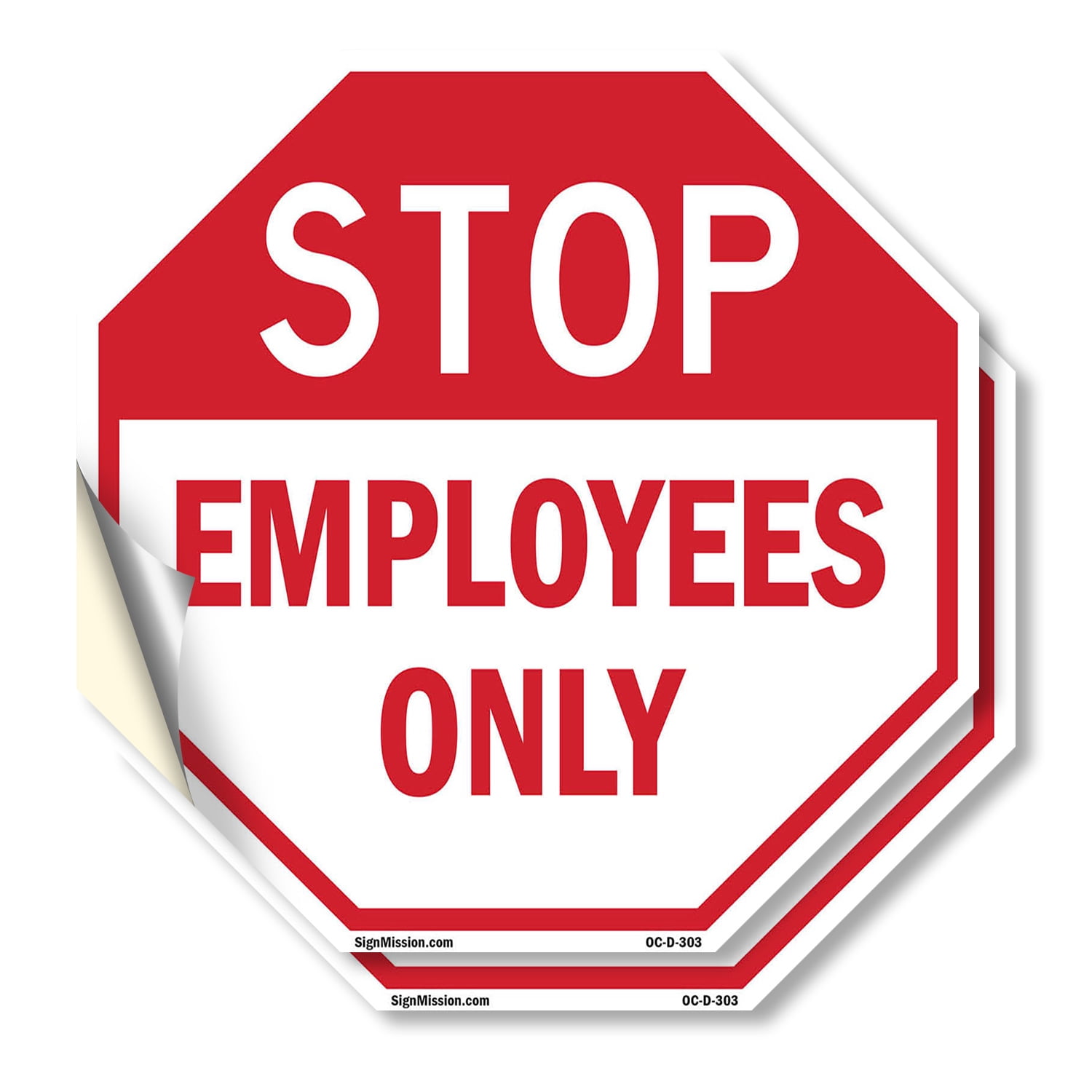 Stop Employees Only (2 Pack) 10 inch X 10 inch Octagon Vinyl Label ...