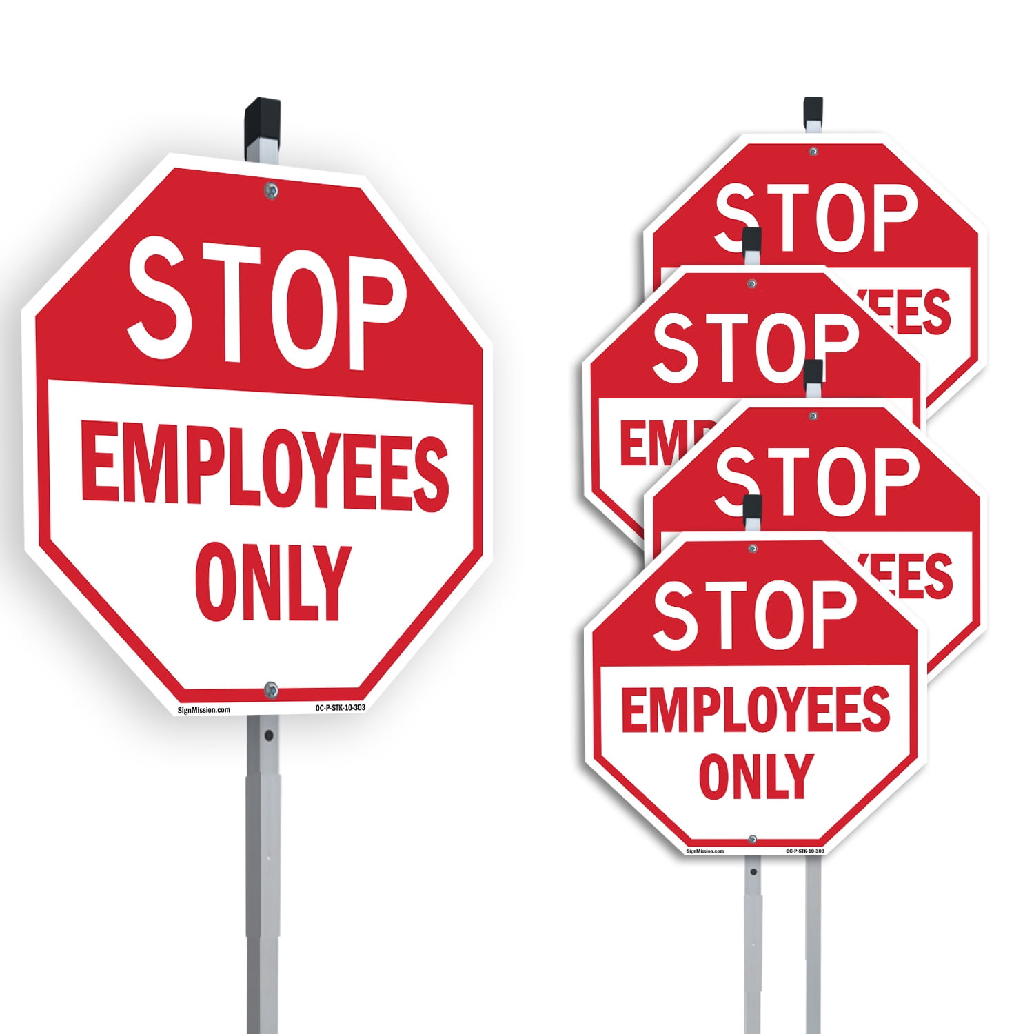 Stop Employees Only (5 Pack) 10 inch X 10 inch Octagon Plastic Signs ...