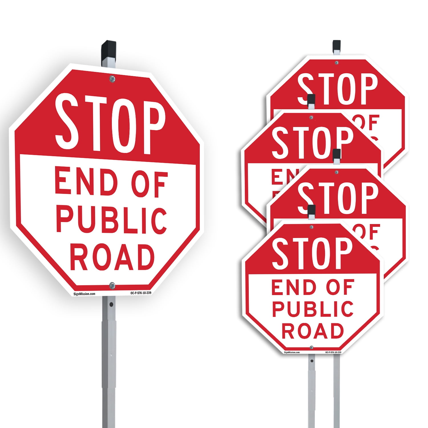 Stop End of Public Road (5 Pack) 10 inch X 10 inch Octagon Plastic ...