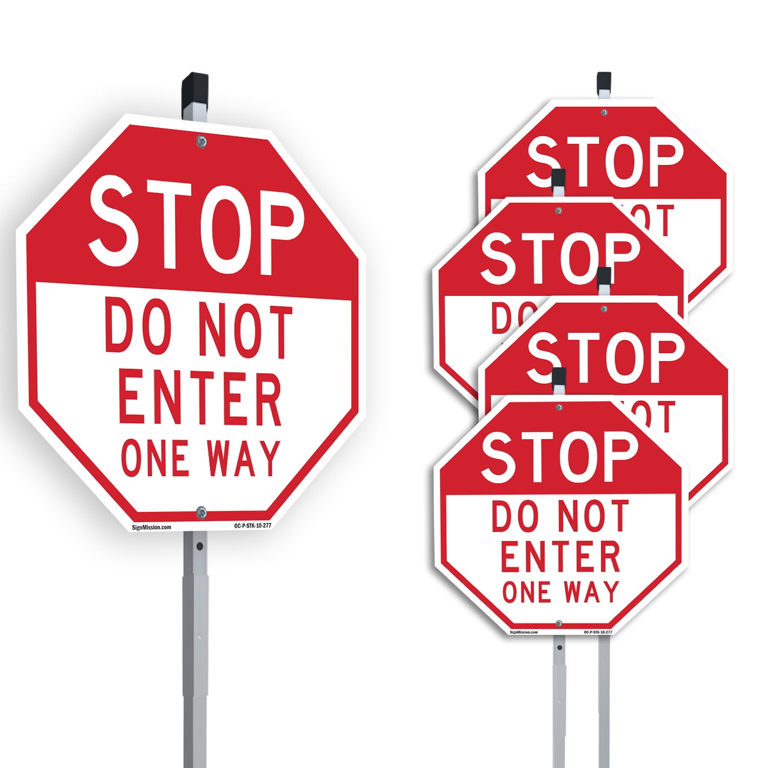 Stop Do Not Enter One Way (5 Pack) 10 inch X 10 inch Octagon Aluminum ...