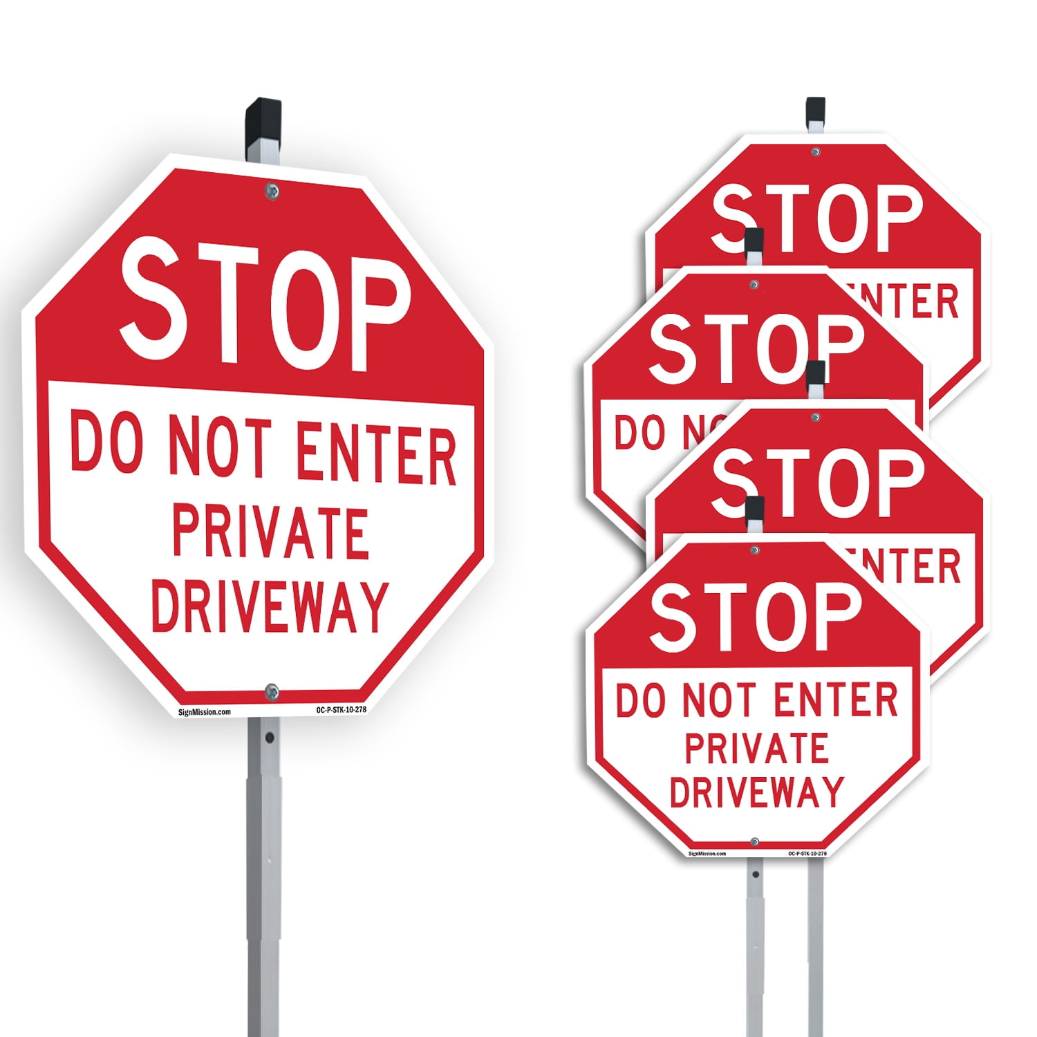 Stop Do Not Enter Private Driveway (5 Pack) 10 inch X 10 inch Octagon ...