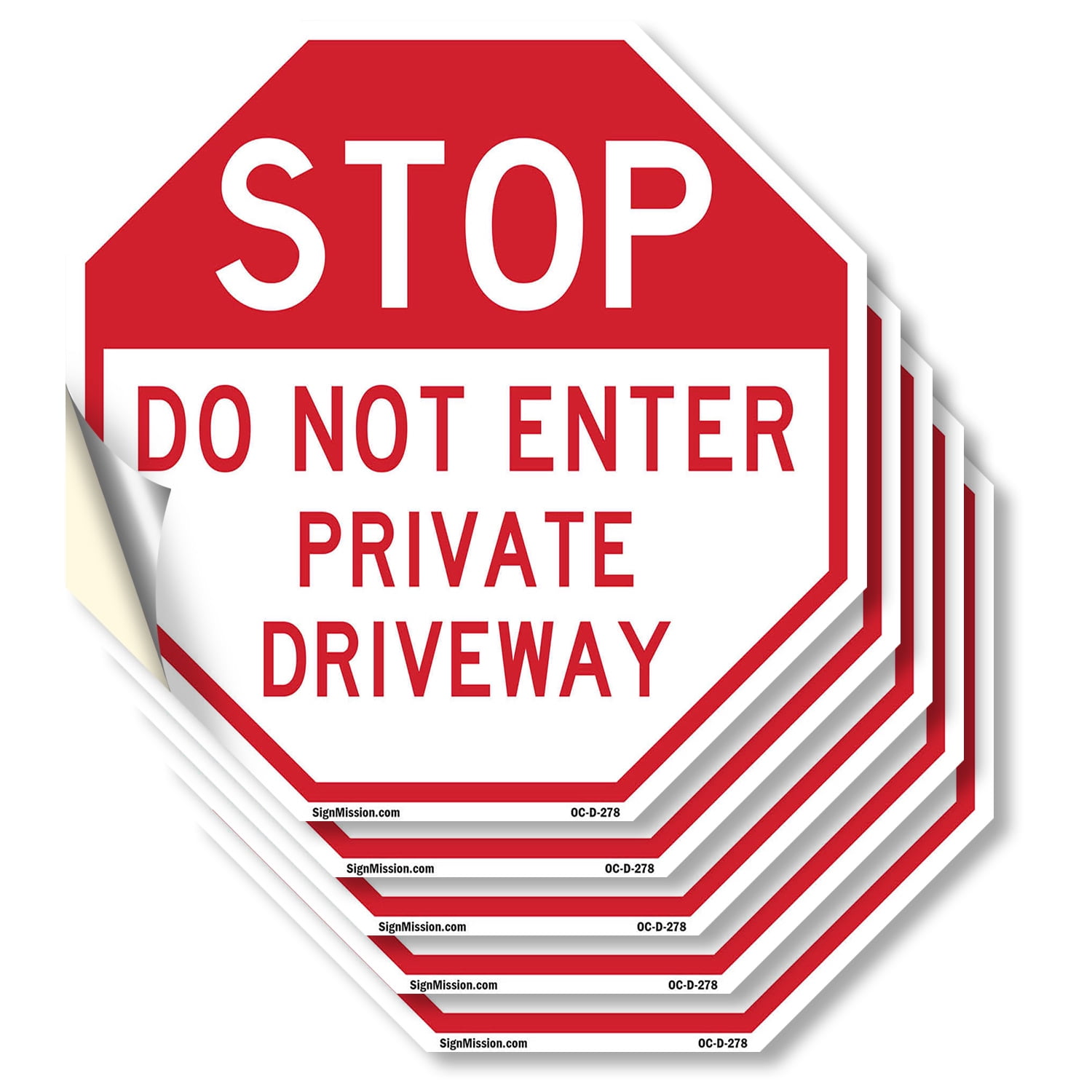 Stop Do Not Enter Private Driveway (5 Pack) 6 inch X 6 inch Octagon ...