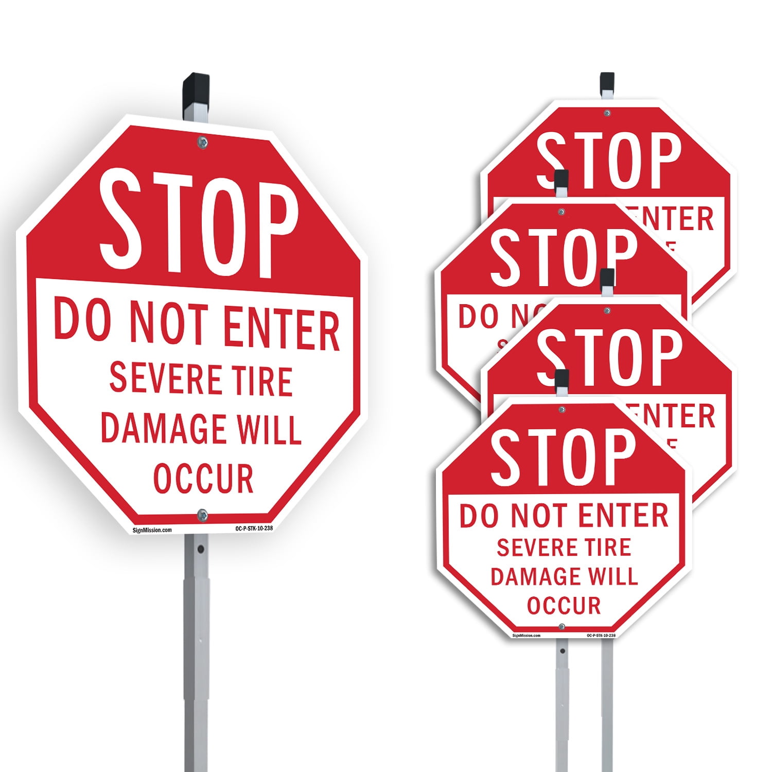 Stop Do Not Enter Severe Tire Damage Will Occur (5 Pack) 10 inch X 10 ...