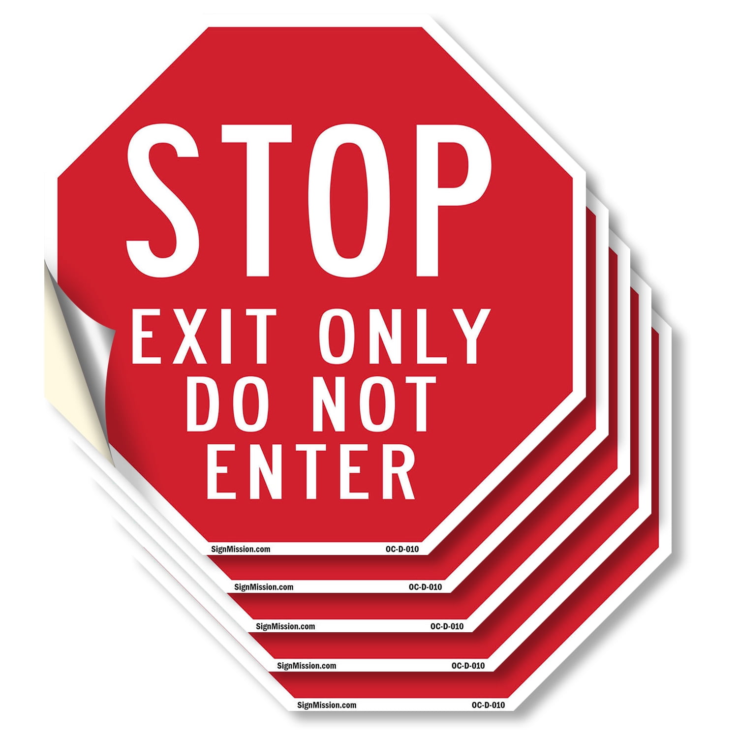 Stop Exit Only Do Not Enter (5 Pack) 4 inch X 4 inch Octagon Vinyl ...